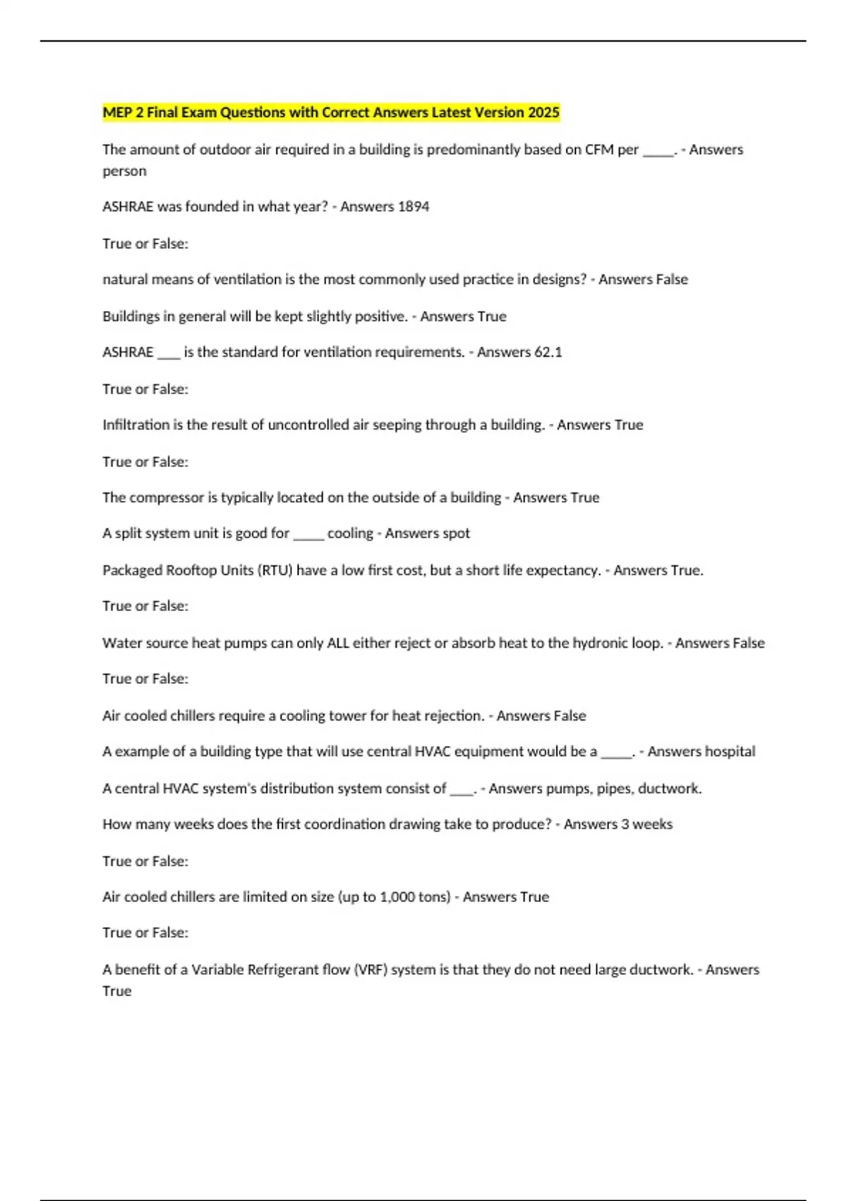MEP 2 Final Exam Questions with Correct Answers Latest Version 2025 ...