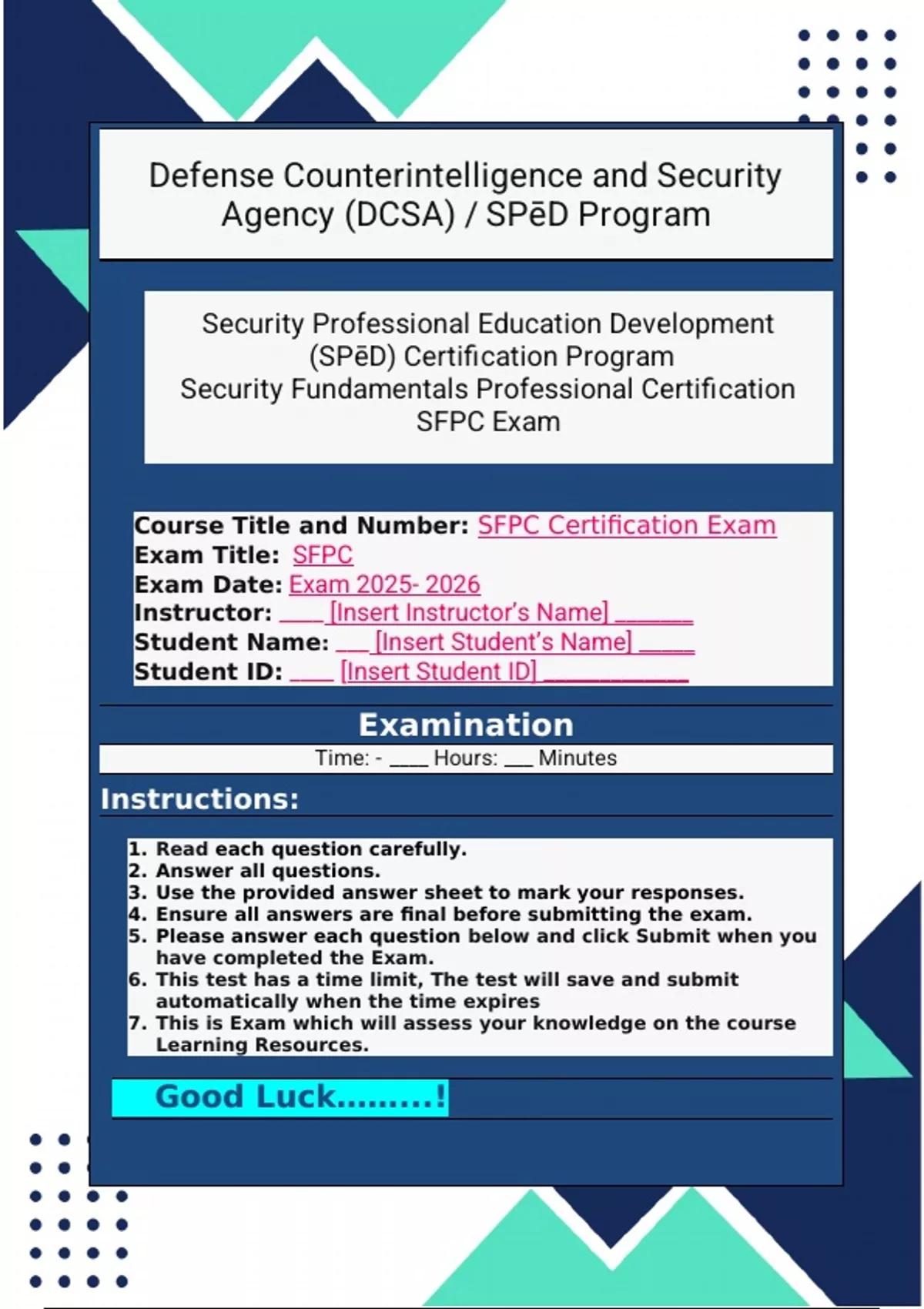 SFPC Security Fundamentals Professional Certification Multiple Choice Exam Review MCQs Questions ...