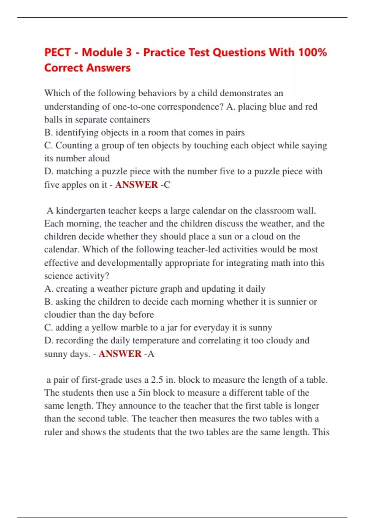 PECT - Module 3 - Practice Test Questions With 100% Correct Answers ...