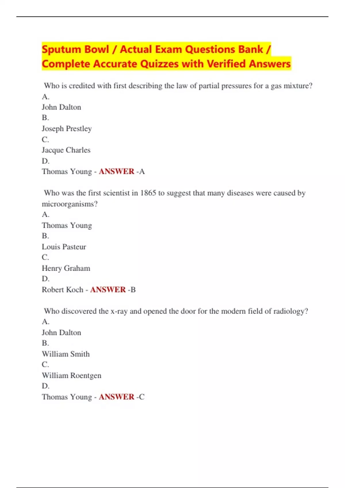 Sputum Bowl / Actual Exam Questions Bank / Complete Accurate Quizzes ...