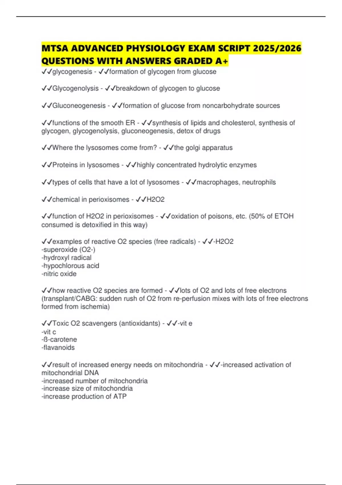 MTSA ADVANCED PHYSIOLOGY EXAM SCRIPT 2025/2026 QUESTIONS WITH ANSWERS ...