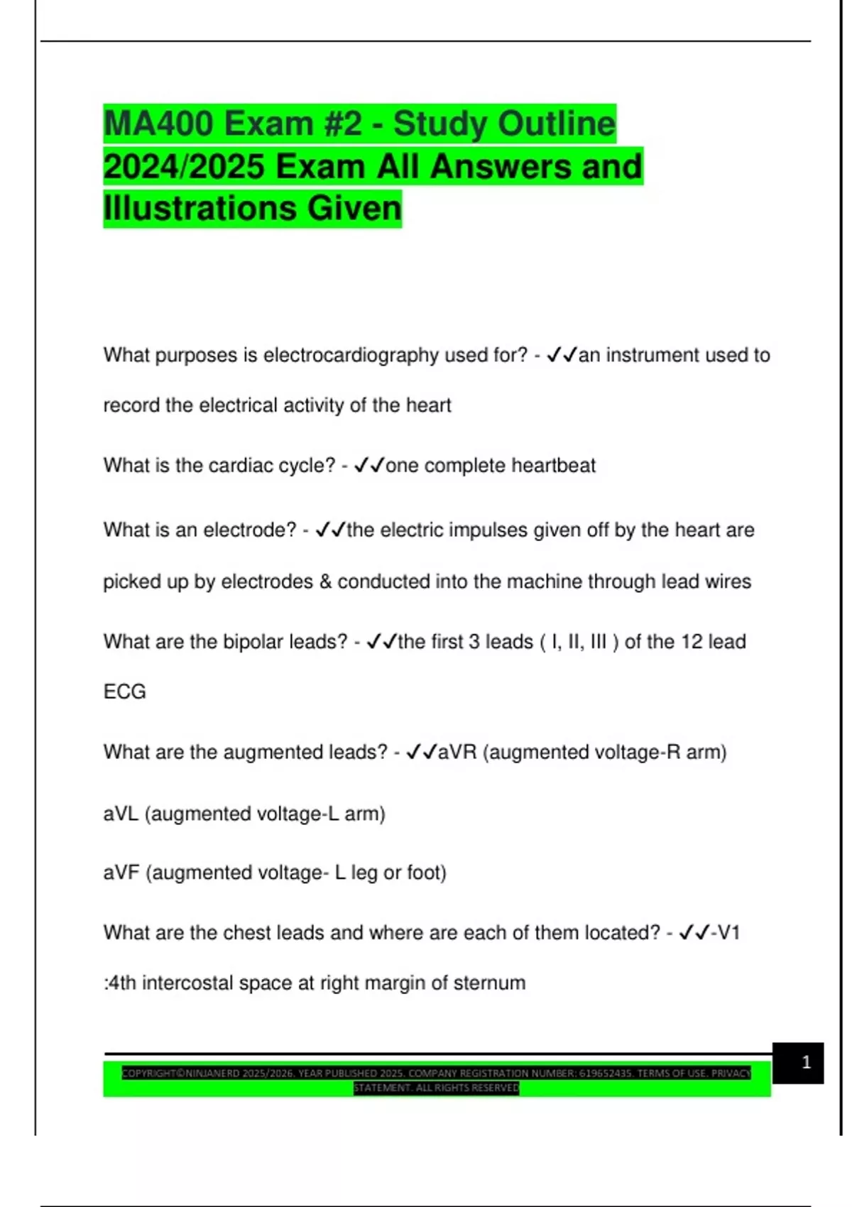 MA400 Exam #2 - Study Outline 2024/2025 Exam All Answers and ...