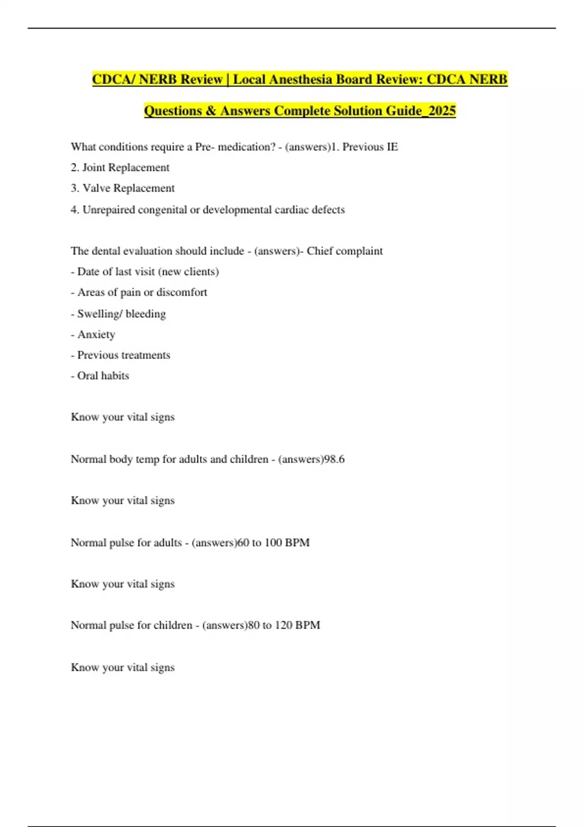 CDCA/ NERB Review | Local Anesthesia Board Review: CDCA NERB Questions ...