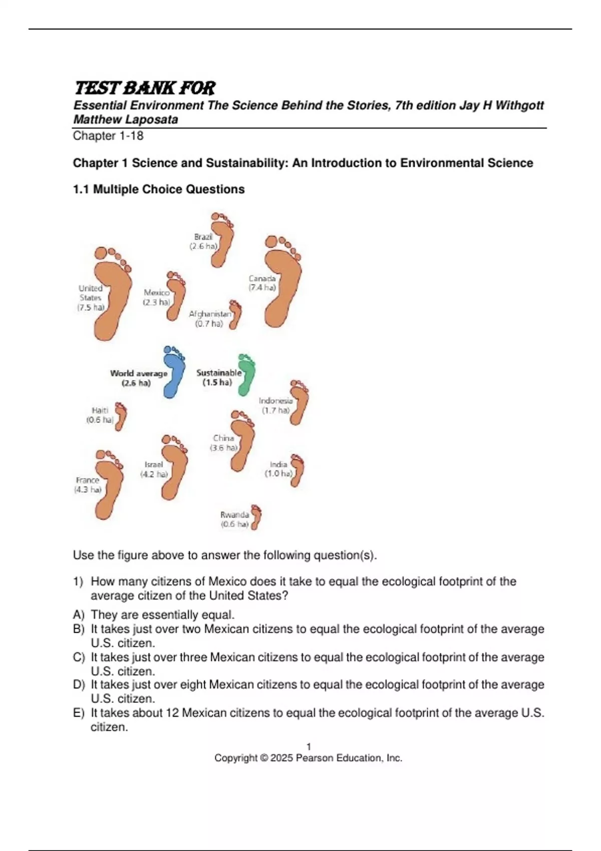 Test Bank for Essential Environment The Science Behind the Stories, 7th ...