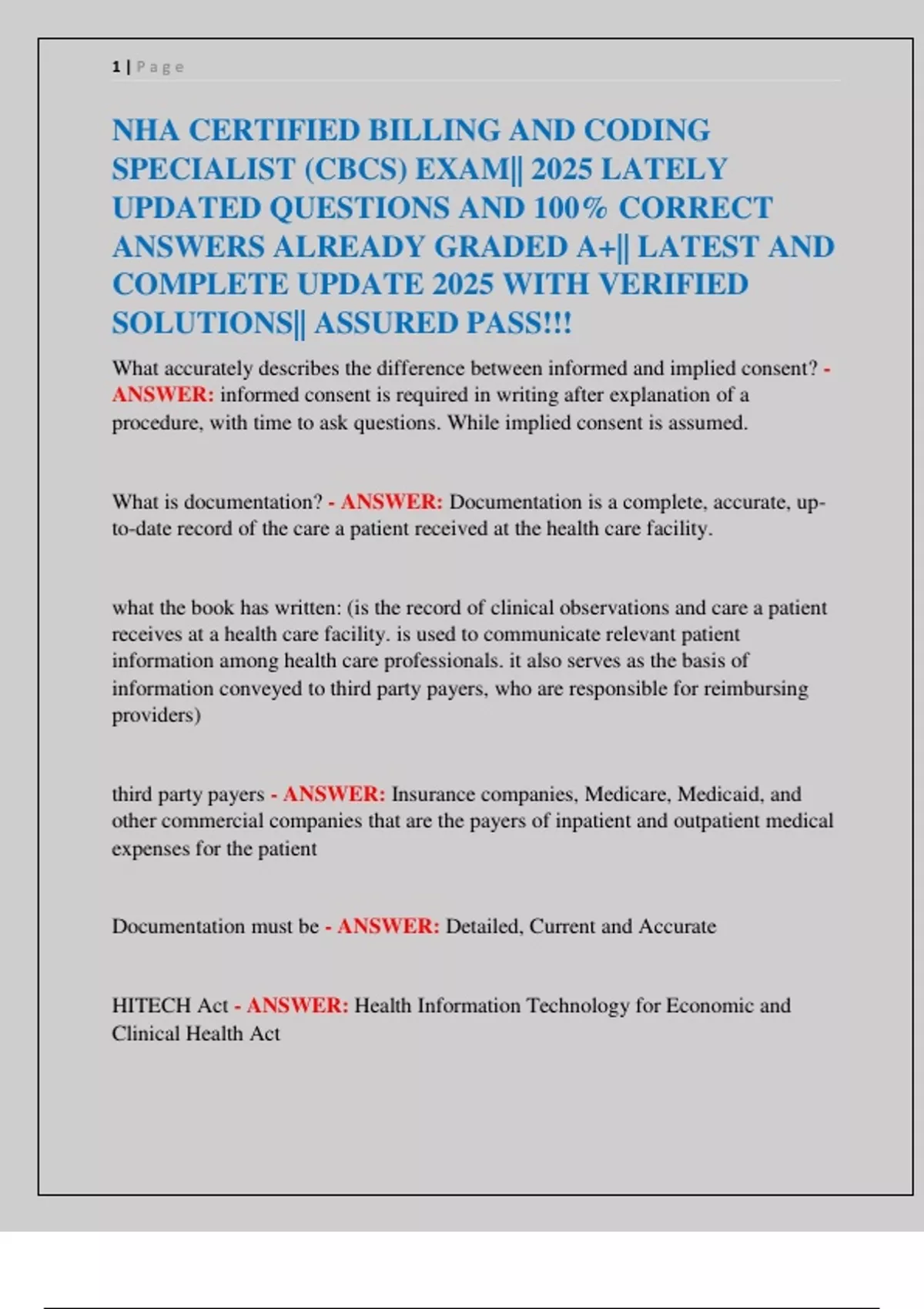 NHA CERTIFIED BILLING AND CODING SPECIALIST (CBCS) EXAM|| 2025 LATELY ...