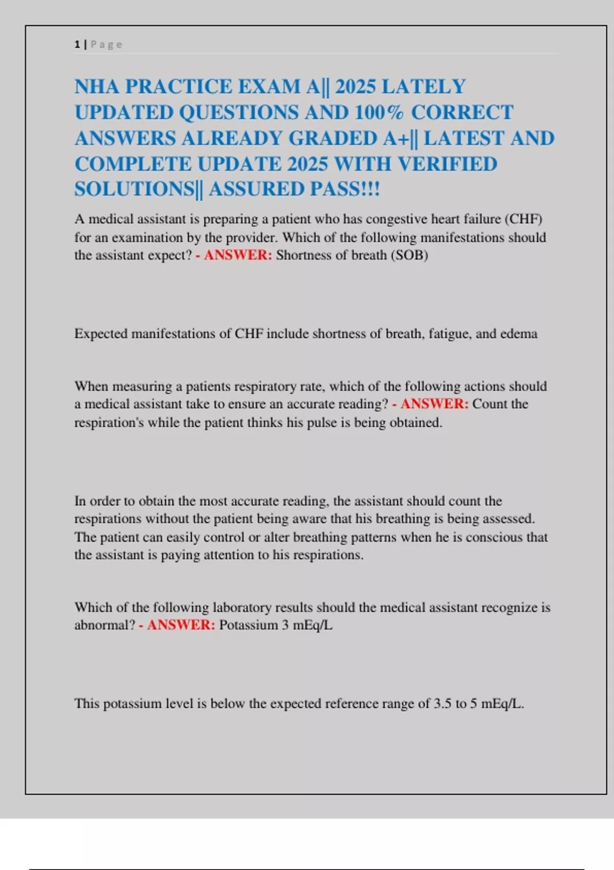 NHA PRACTICE EXAM A|| 2025 LATELY UPDATED QUESTIONS AND 100% CORRECT ...