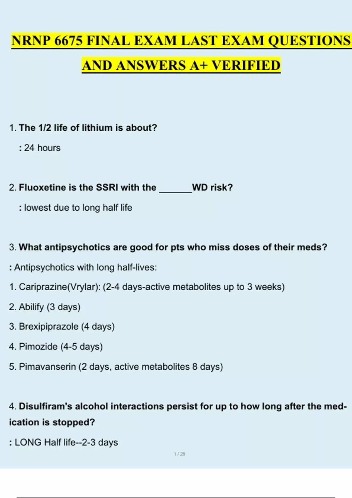 NRNP 6675 FINAL EXAM LAST EXAM QUESTIONS AND ANSWERS A+ VERIFIED - NRNP ...