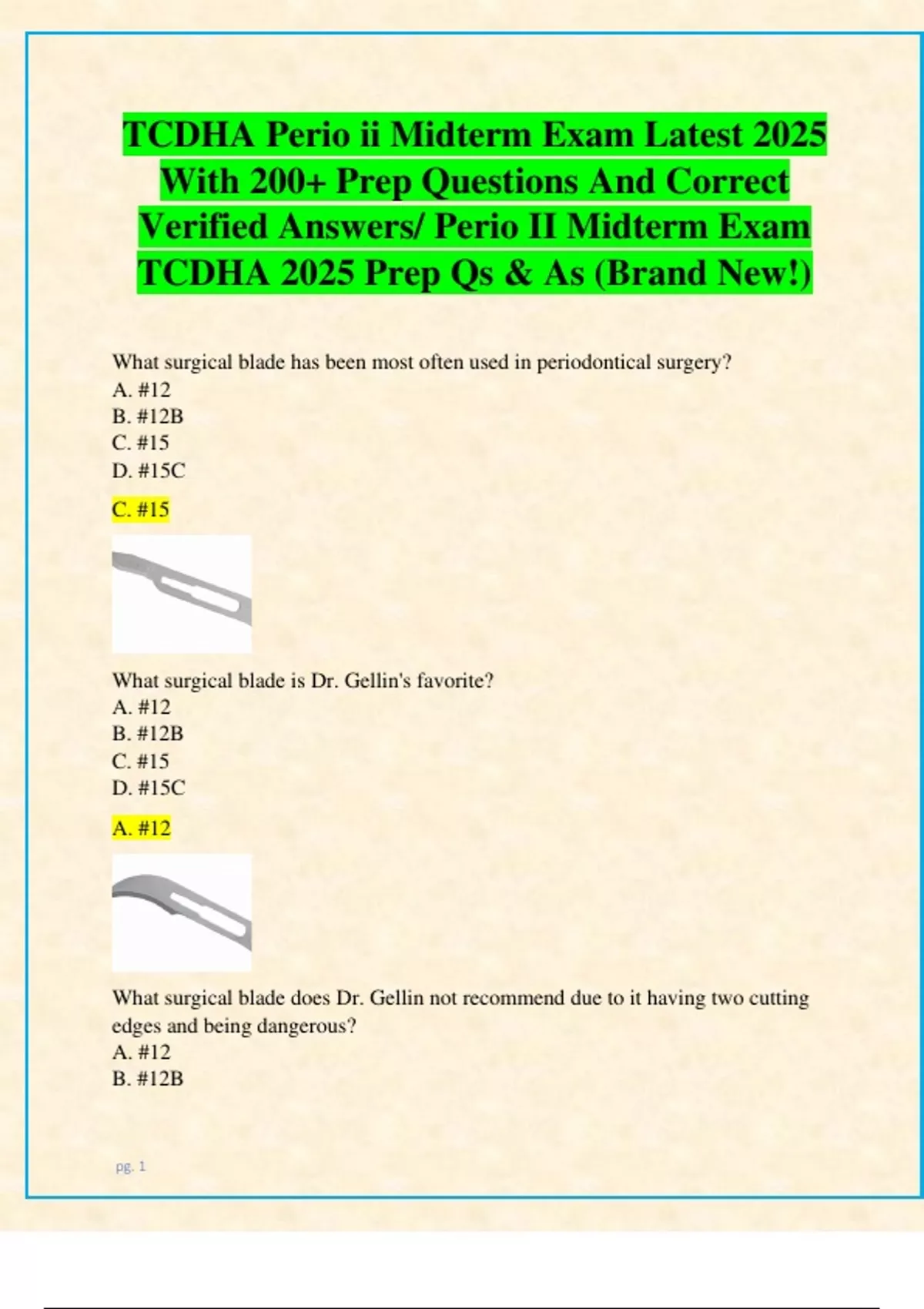 TCDHA Perio ii Midterm Exam Latest 2025 With 200+ Prep Questions And ...