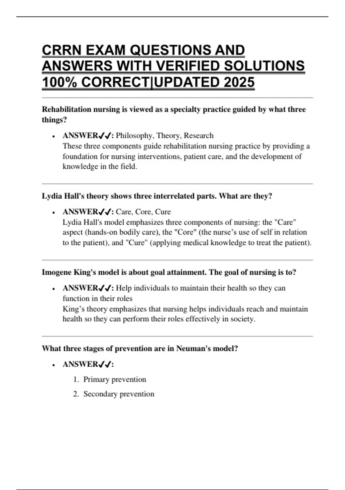 CRRN EXAM QUESTIONS AND ANSWERS WITH VERIFIED SOLUTIONS 100% CORRECT ...