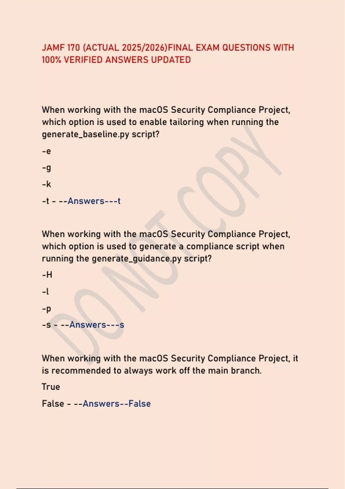 JAMF 170 (ACTUAL 2025/2026)FINAL EXAM QUESTIONS WITH 100% VERIFIED ANSWERS UPDATED - JAMF 170 ...