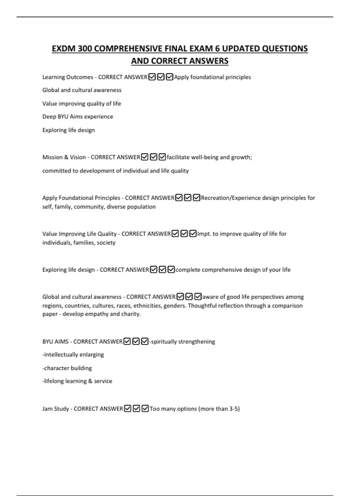 EXDM 300 COMPREHENSIVE FINAL EXAM 6 UPDATED QUESTIONS AND CORRECT ...