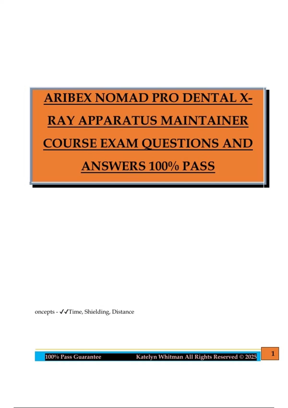 ARIBEX NOMAD PRO DENTAL X- RAY APPARATUS MAINTAINER COURSE EXAM ...