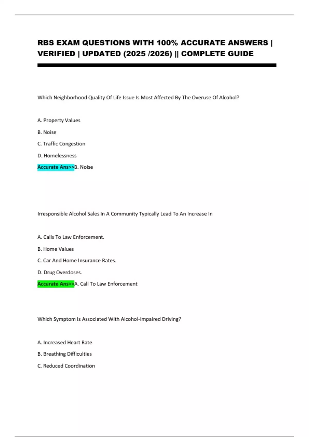 RBS EXAM QUESTIONS WITH 100% ACCURATE ANSWERS | VERIFIED | UPDATED ...