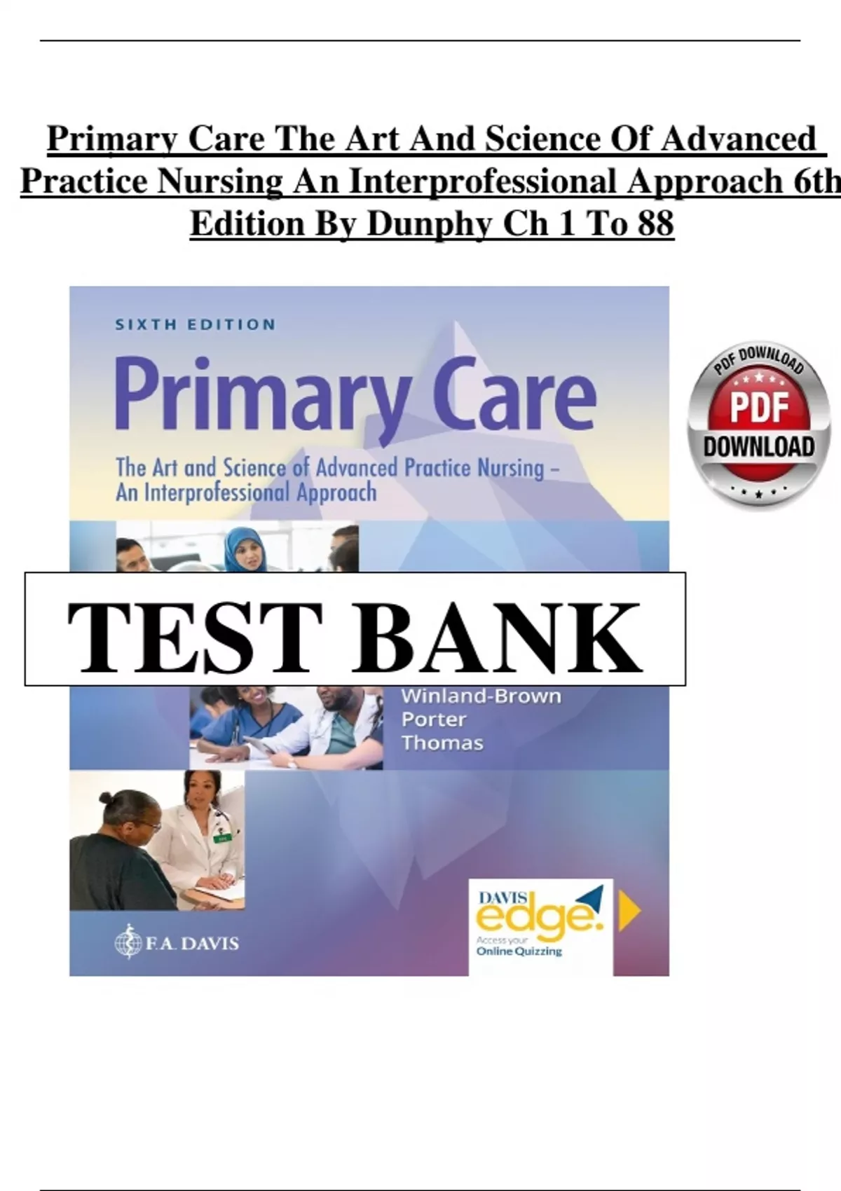 Test Bank For Primary Care Art And Science Of Advanced Practice Nursing ...