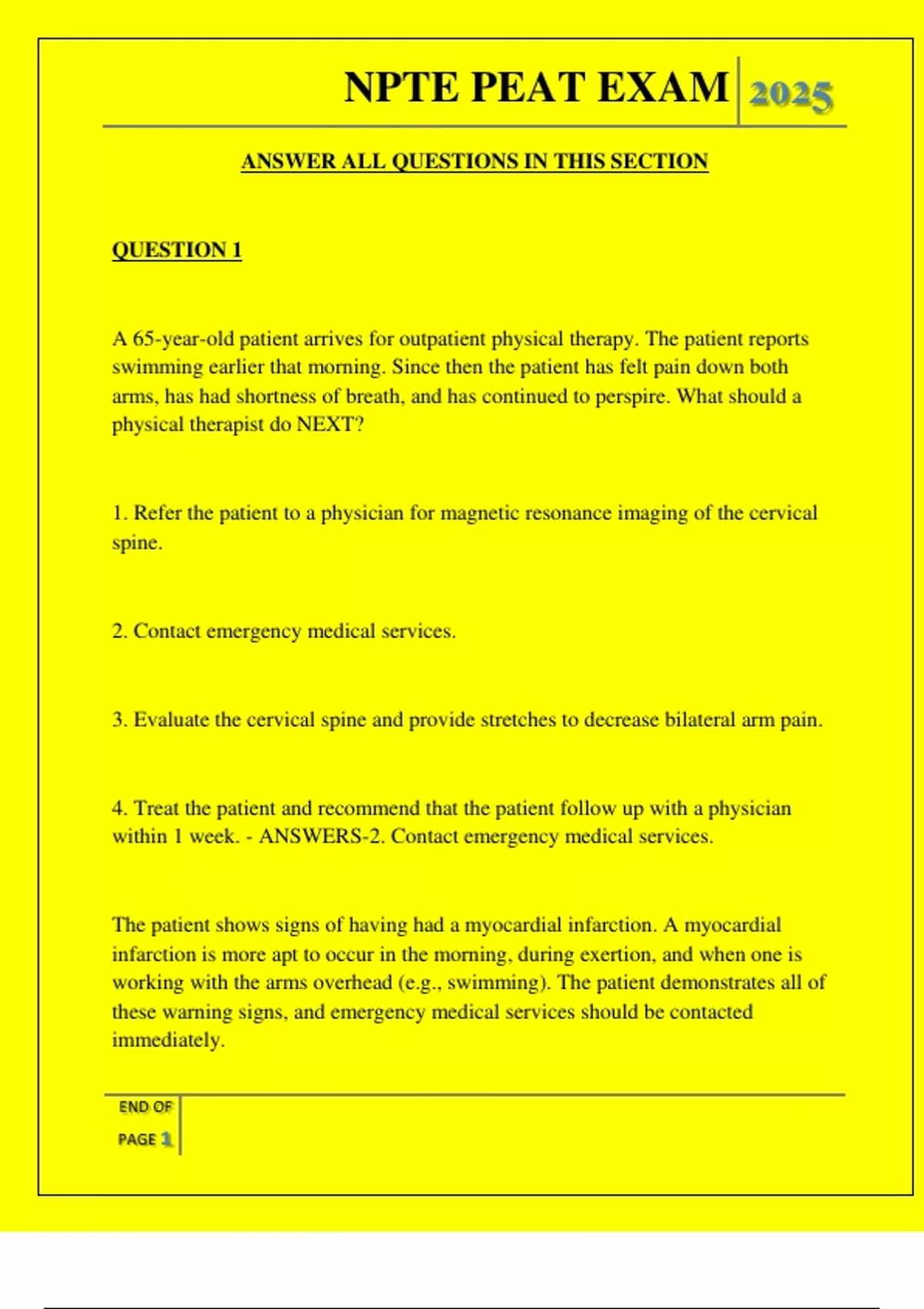 NPTE PEAT EXAM QUESTIONS AND ANSWERS 2025 - NPTE PEAT - Stuvia US