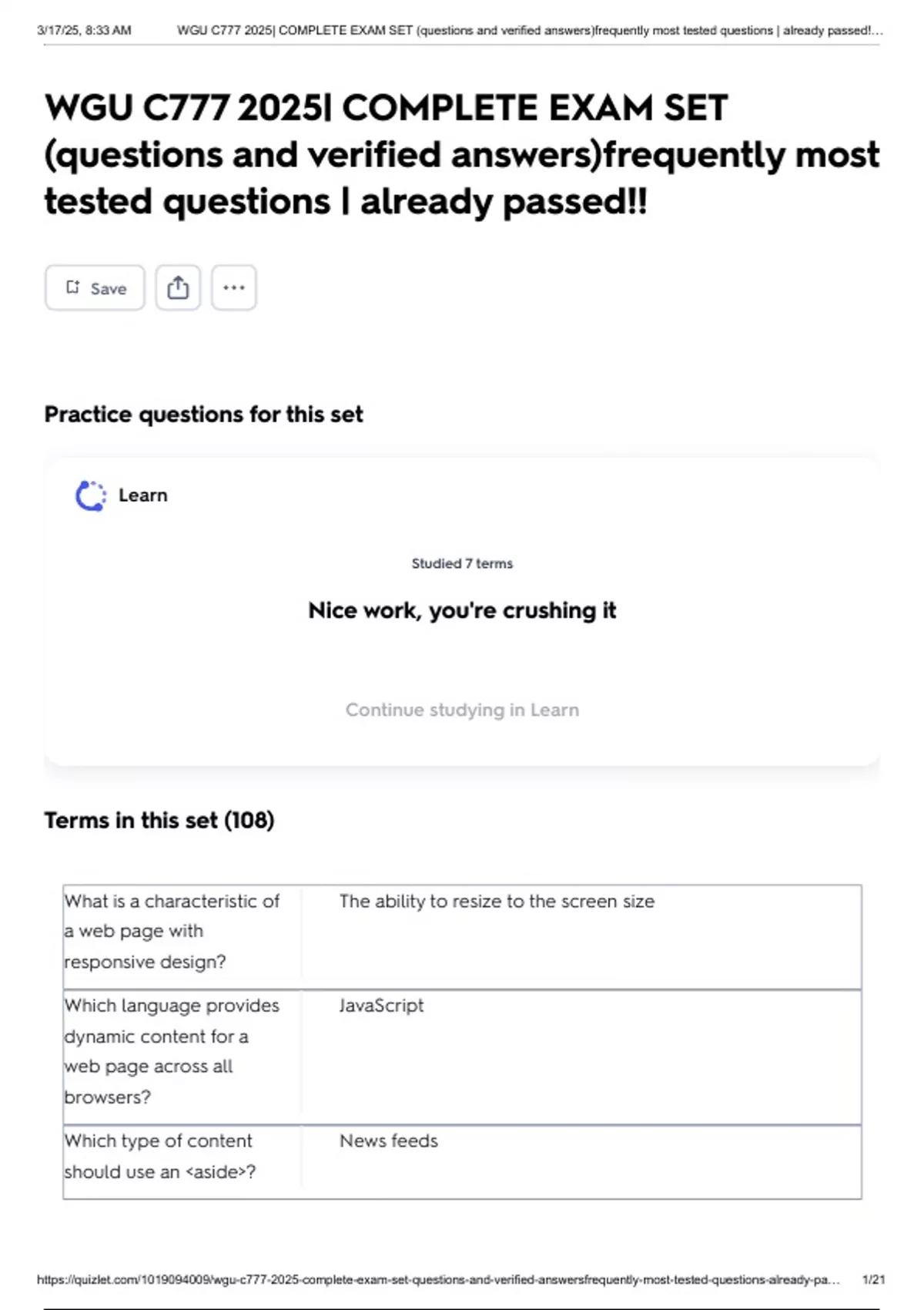 WGU C777 2025| COMPLETE EXAM SET (questions and verified answers ...