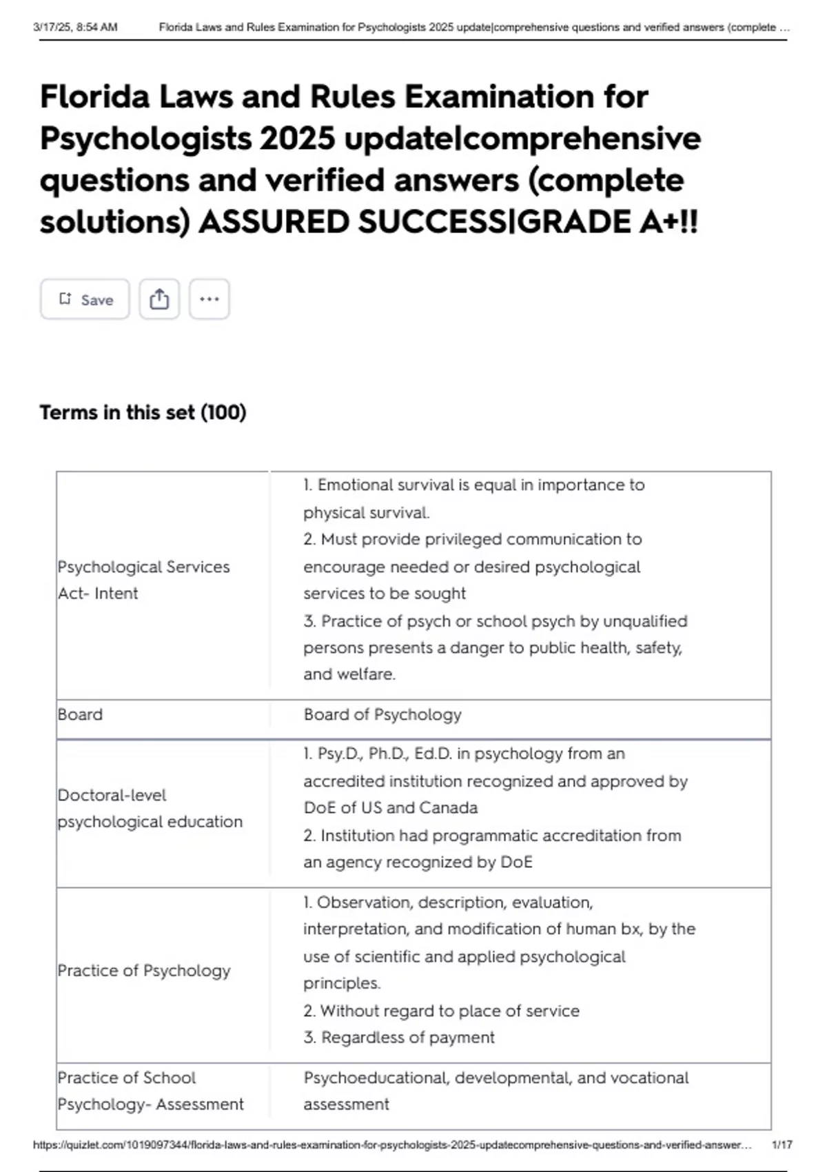 Florida Laws and Rules Examination for Psychologists 2025 update ...