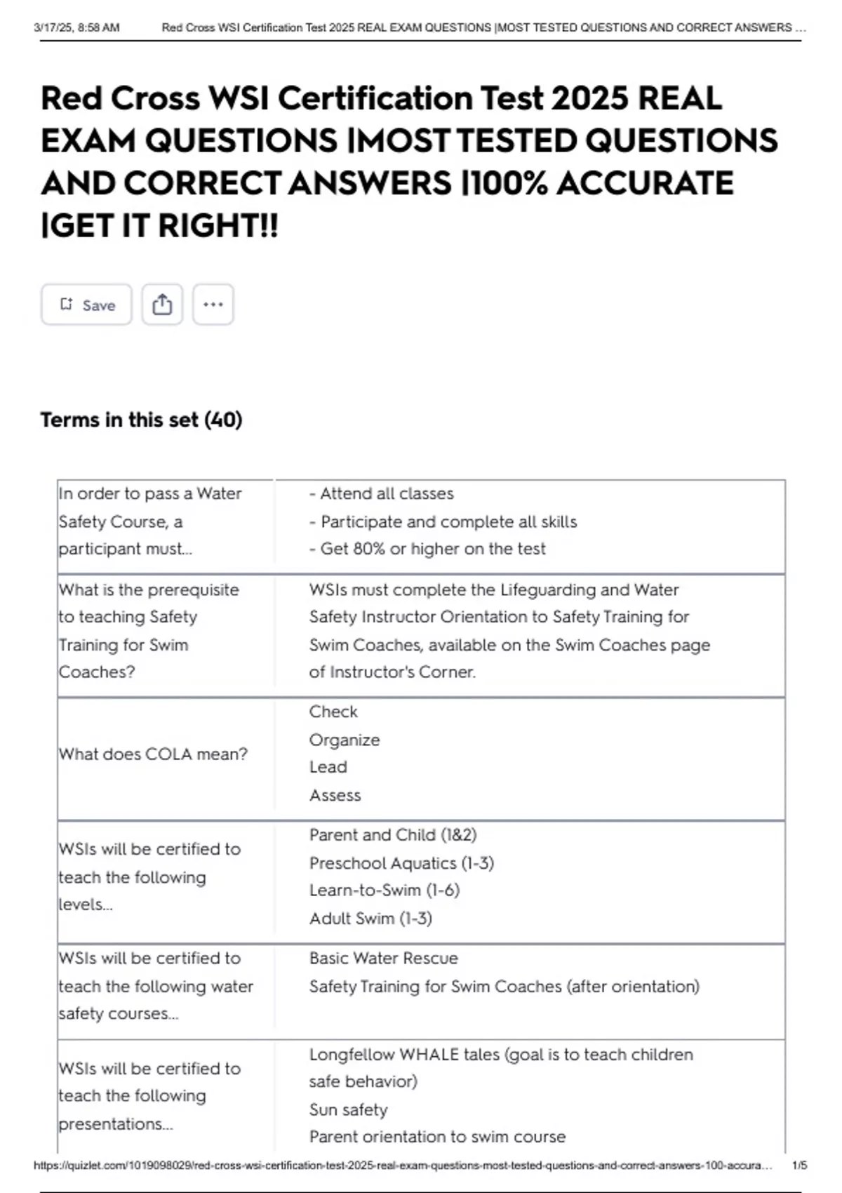 Red Cross WSI Certification Test 2025 REAL EXAM QUESTIONS |MOST TESTED ...