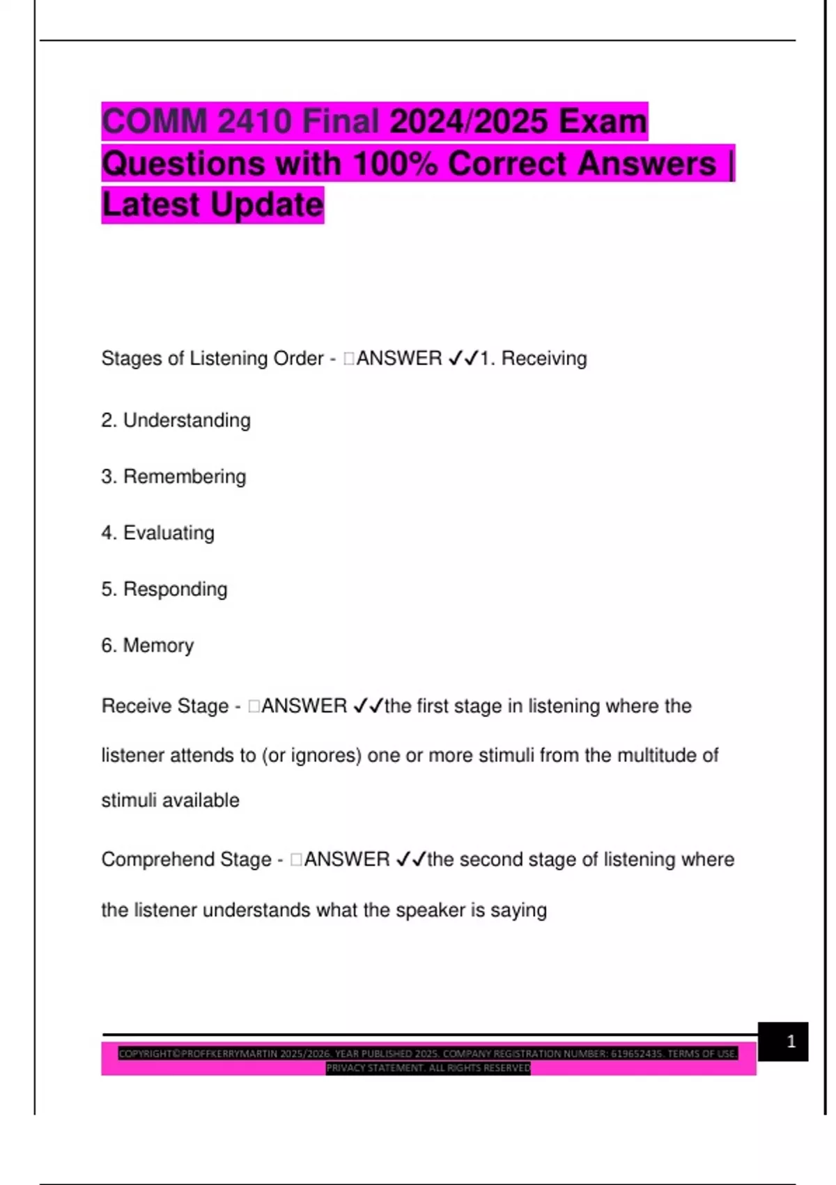 COMM 2410 Final 2024/2025 Exam Questions with 100% Correct Answers ...