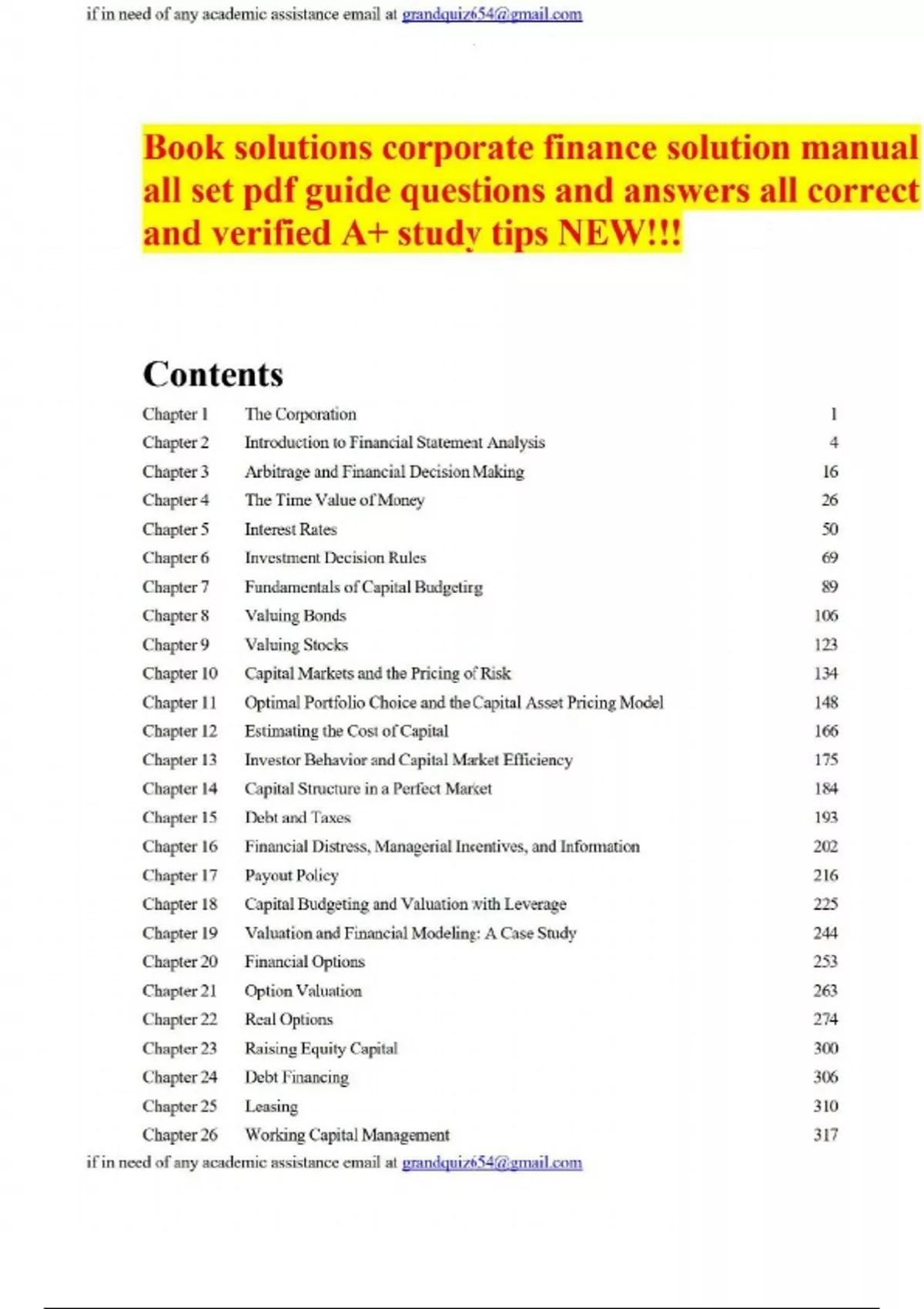 Book solutions corporate finance solution manual all set pdf guide ...