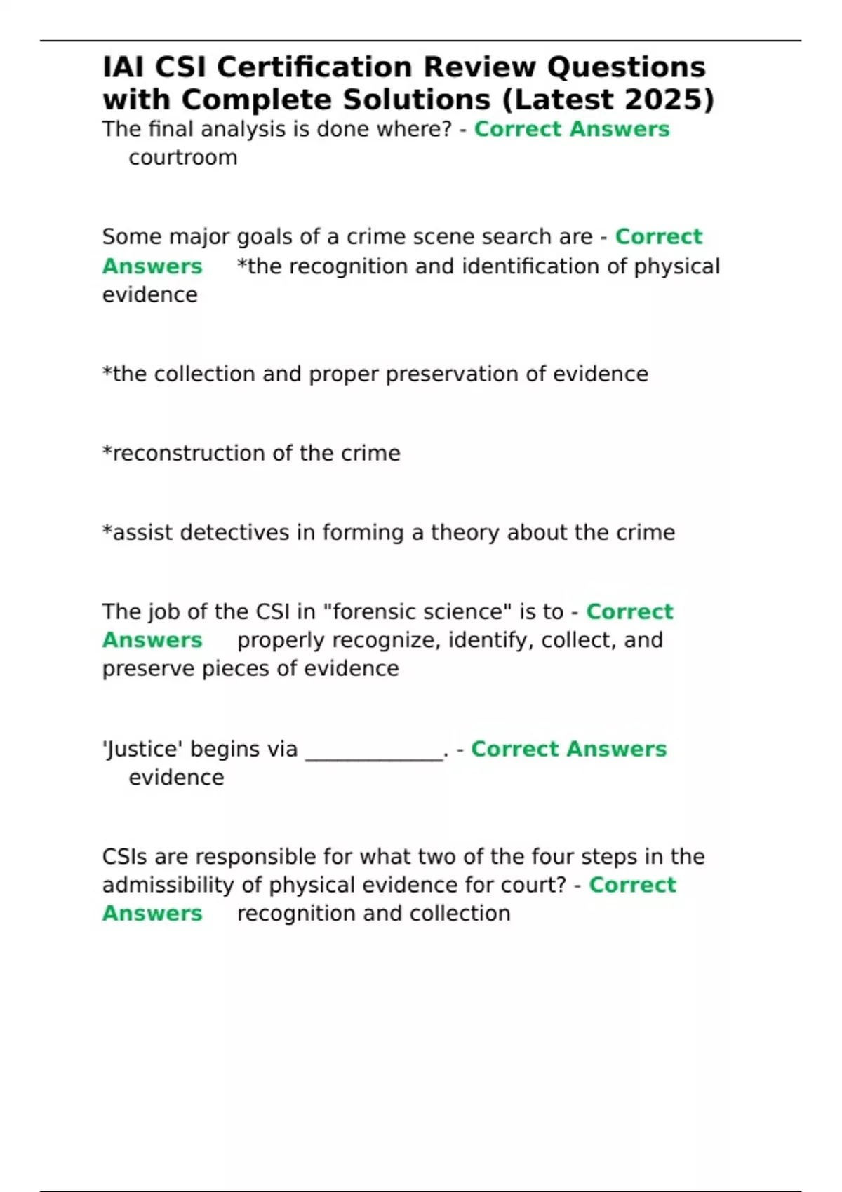 IAI CSI Certification Review Questions with Complete Solutions (Latest ...