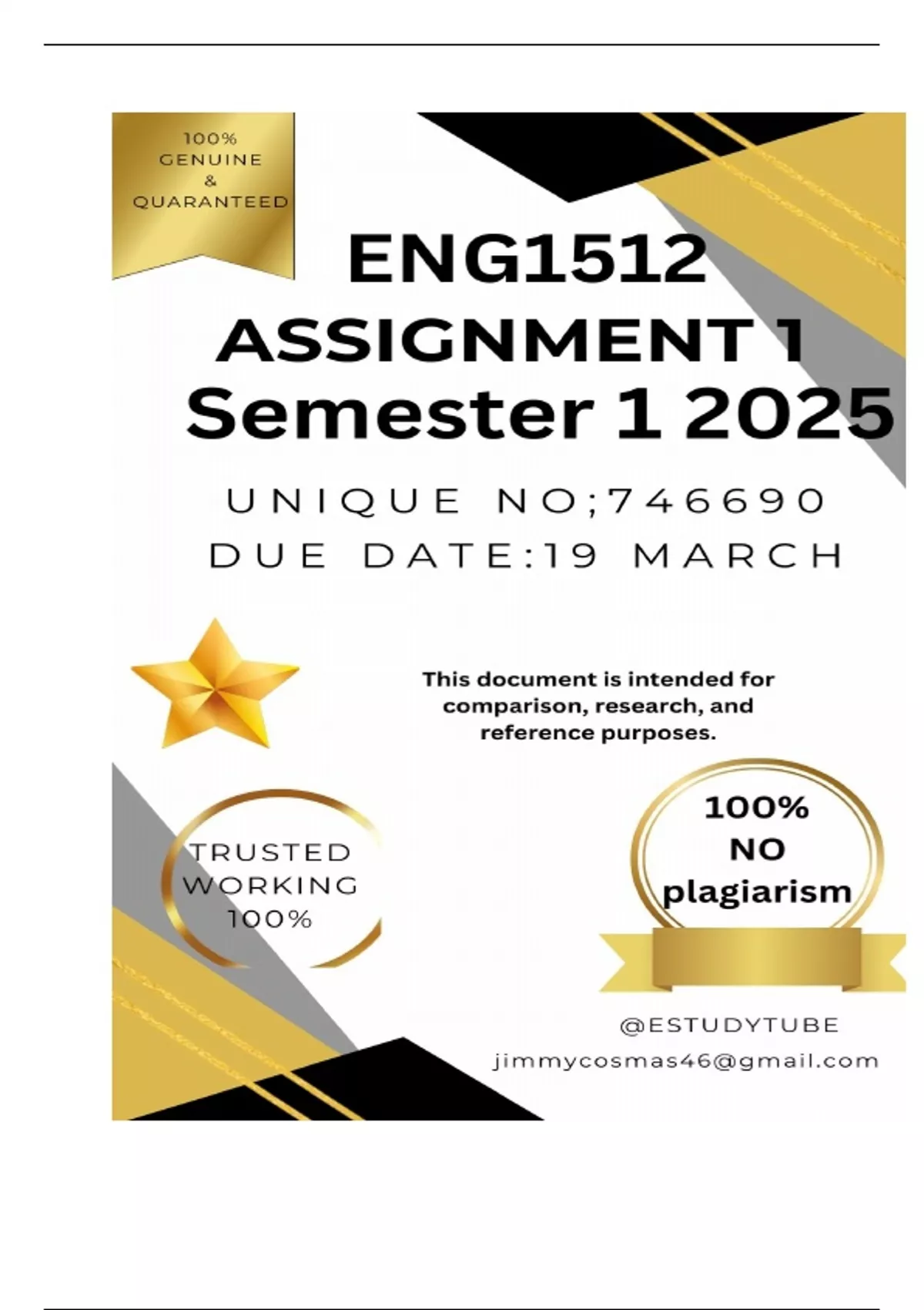 ENG1512 Assignment 1 (COMPLETE ANSWERS) Semester 1 2025 (746690) - DUE 19 March 2024 - English ...