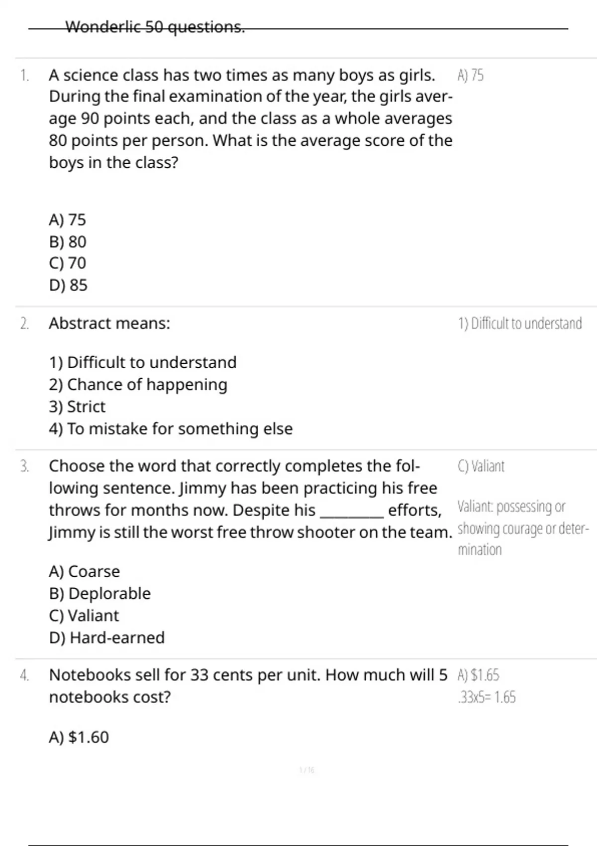 Wonderlic test 2025 version - Wonderlic - Stuvia US