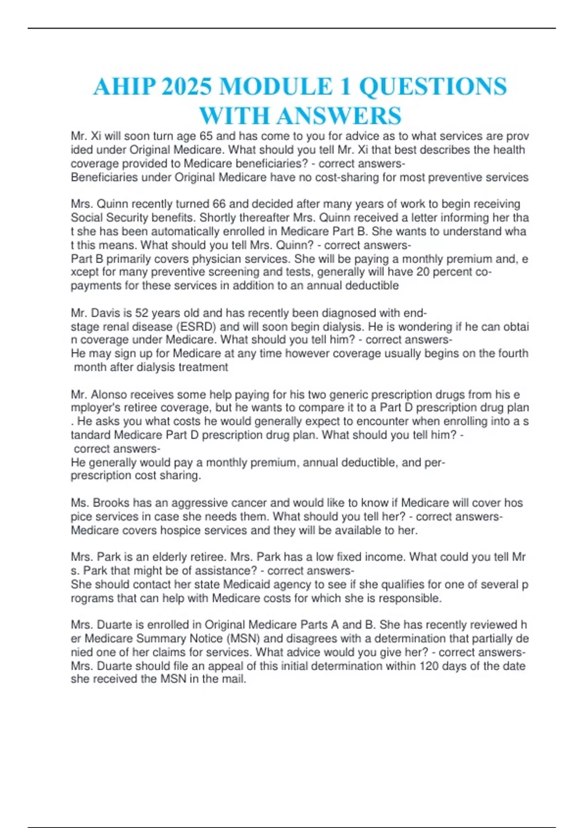 AHIP 2025 MODULE 1 QUESTIONS WITH ANSWERS - Ahip 2025 - Stuvia US