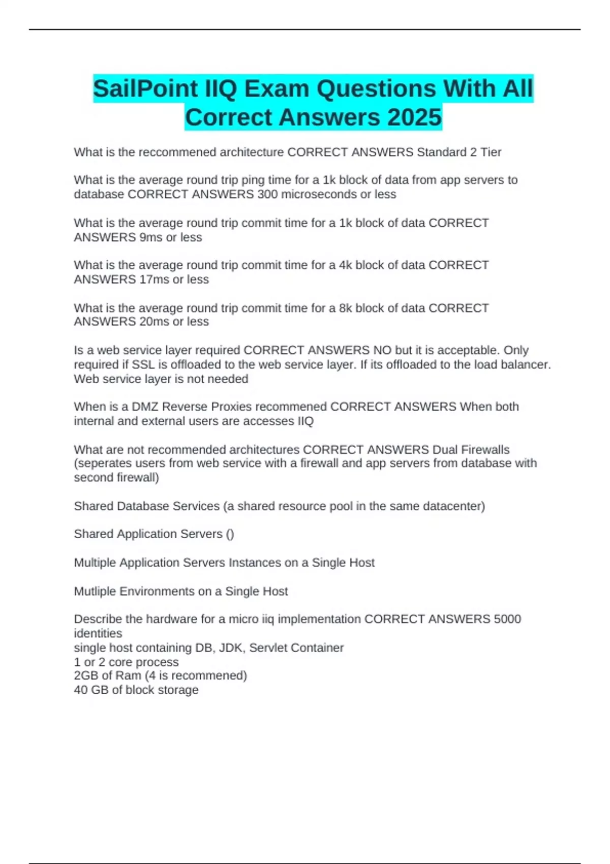 SailPoint IIQ Exam Questions With All Correct Answers 2025 - SailPoint ...