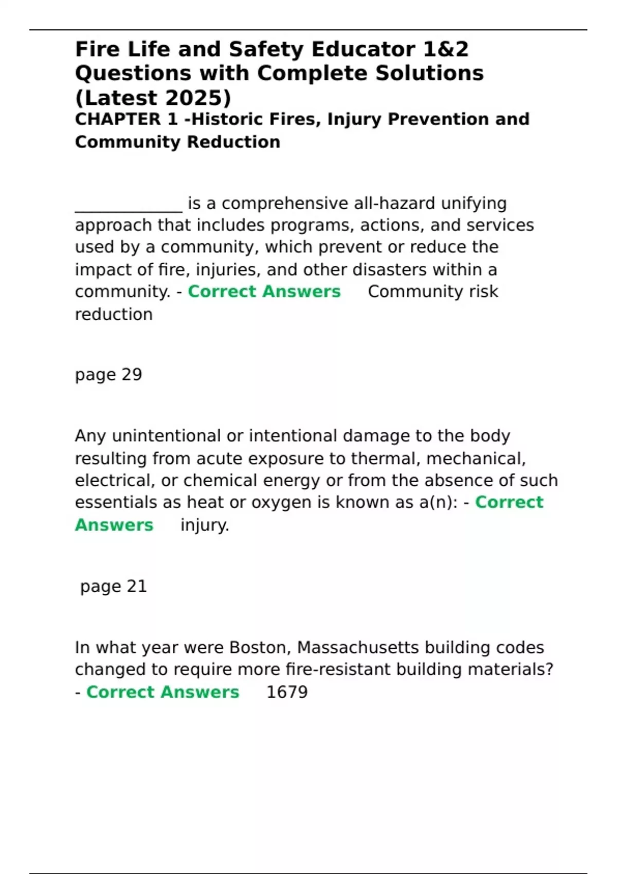 Fire Life and Safety Educator 1&2 Questions with Complete Solutions ...