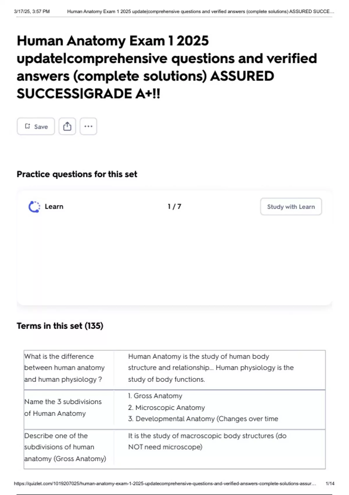 Human Anatomy Exam 1 2025 update|comprehensive questions and verified ...