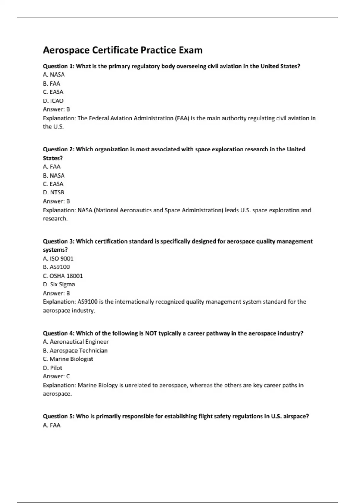 Aerospace Certificate Practice Exam - Computers - Stuvia UK
