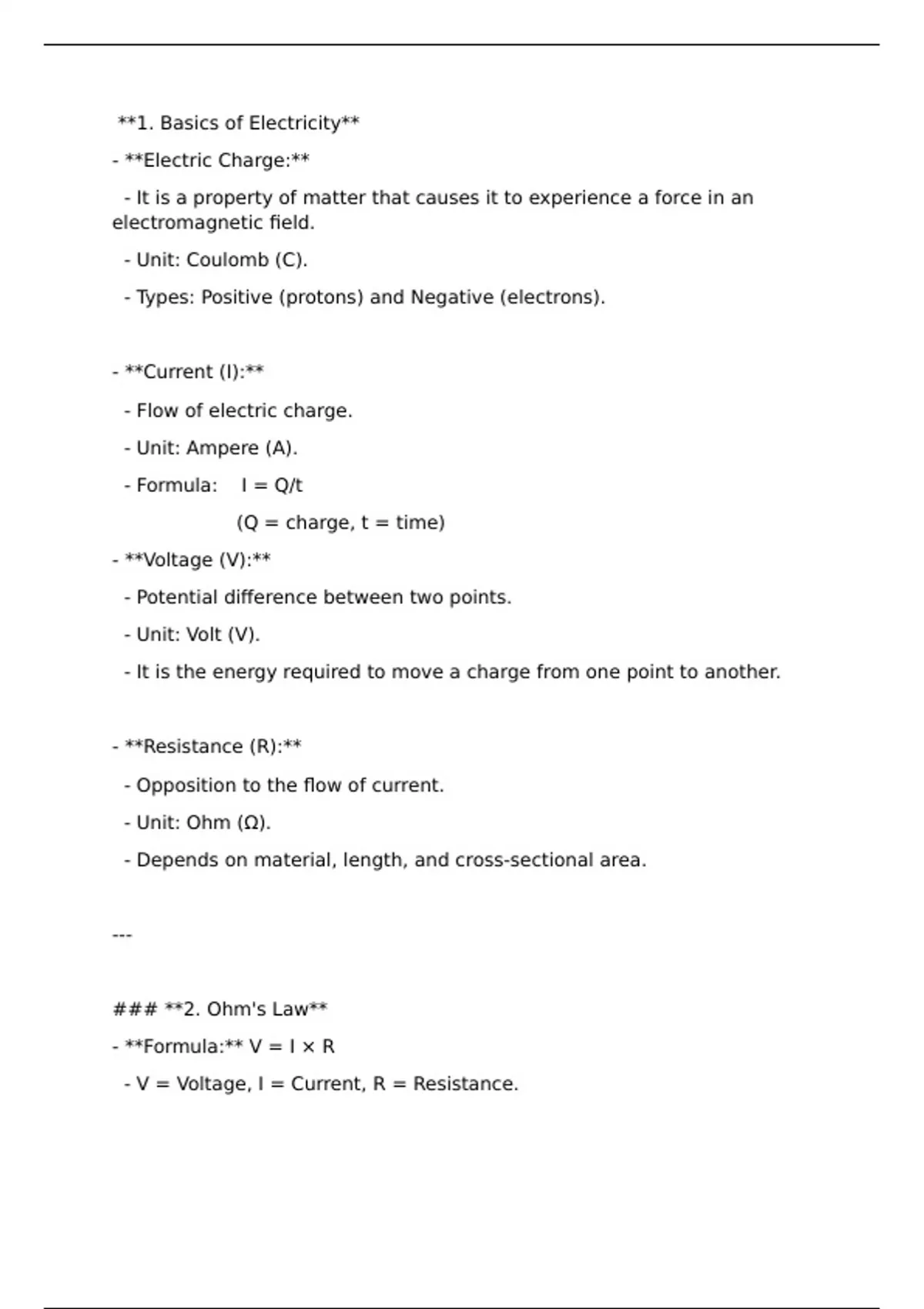Basics of Electricity - Electrical - Stuvia US