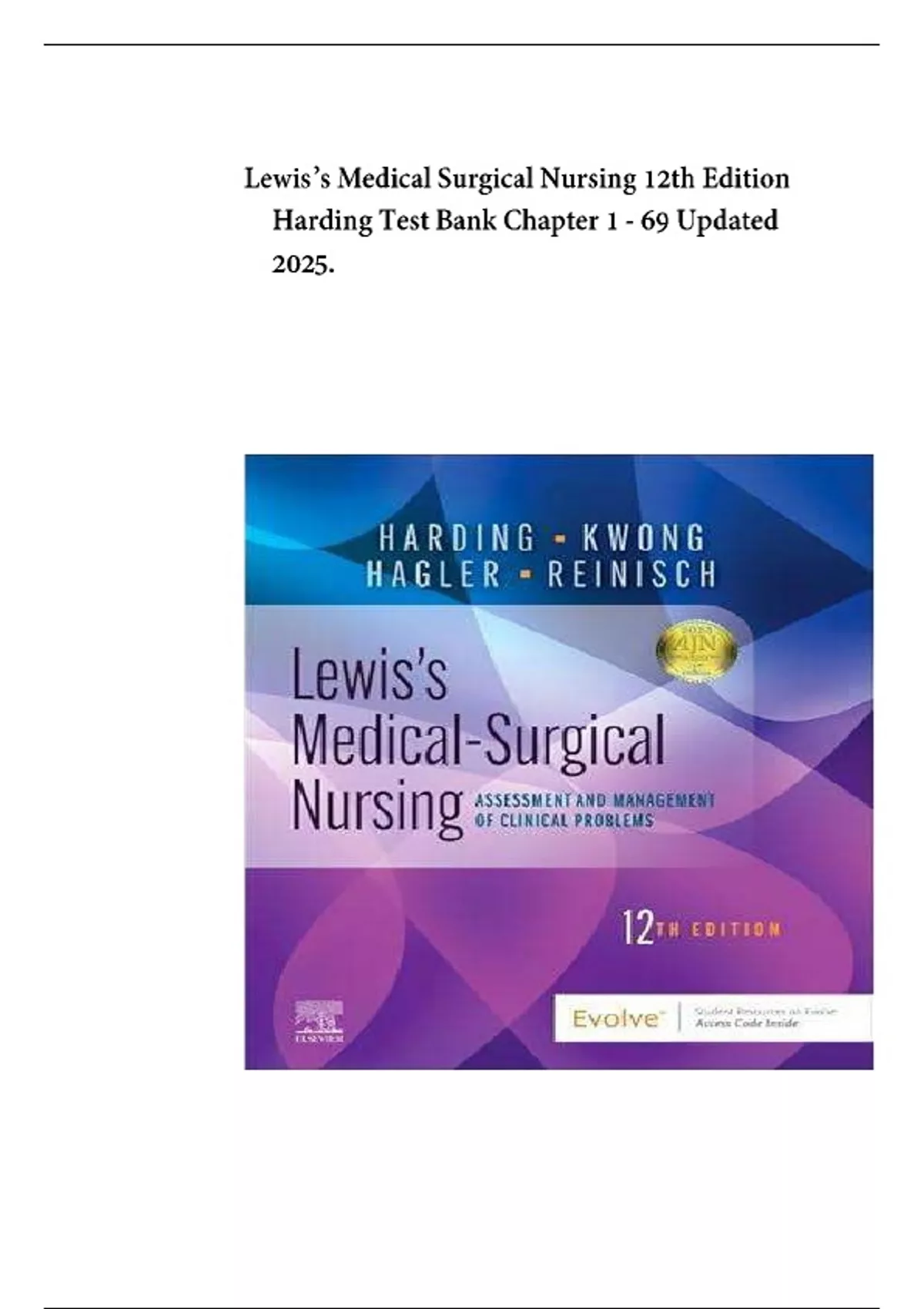 Lewis’s Medical Surgical Nursing 12th Edition Harding Test Bank Chapter ...