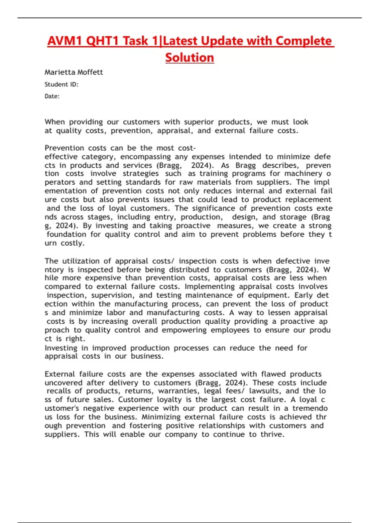 AVM1 QHT1 Task 1|Latest Update with Complete Solution - AVM1 QHT1 ...