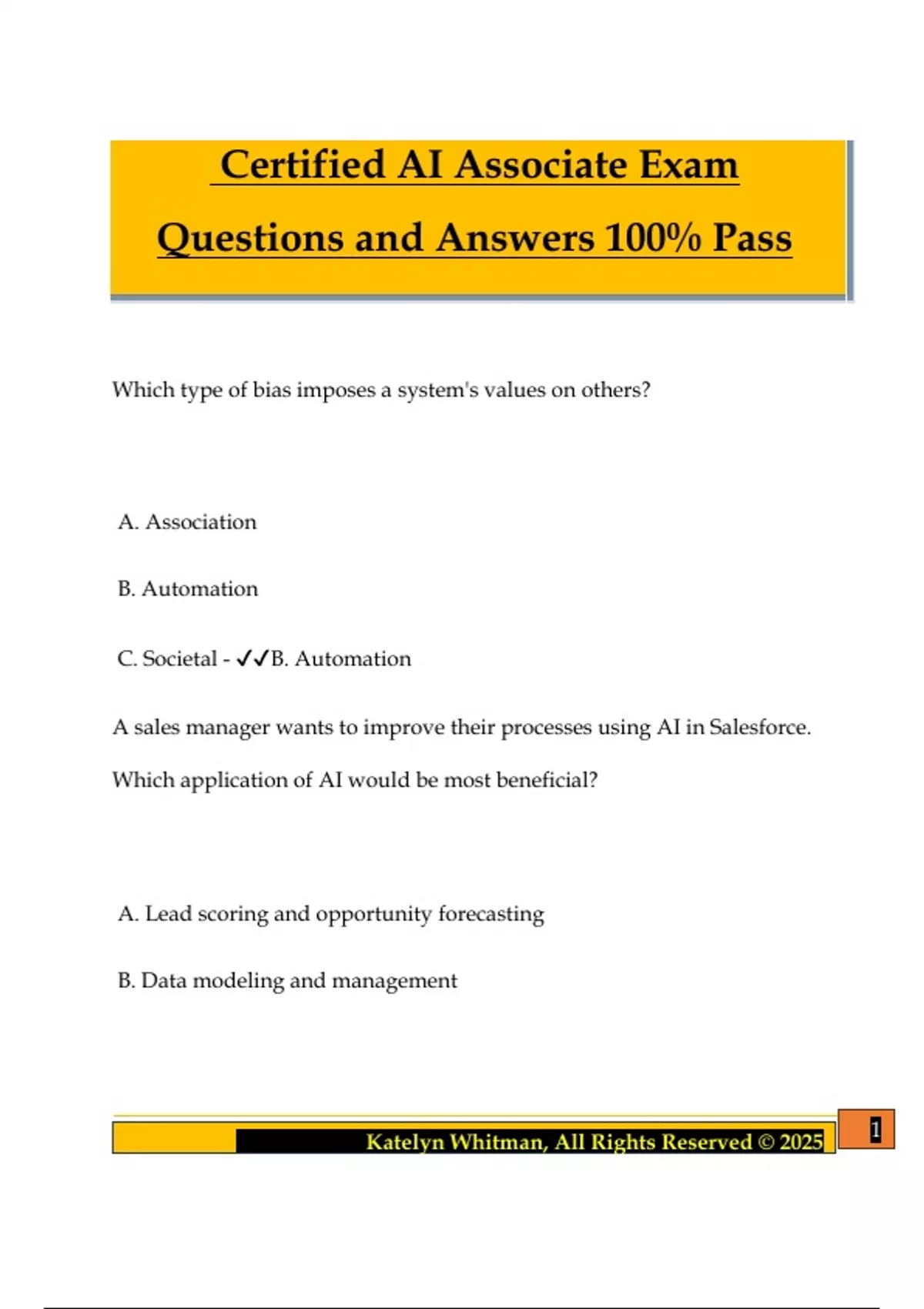 Certified AI Associate Exam Questions and Answers 100% Pass ...
