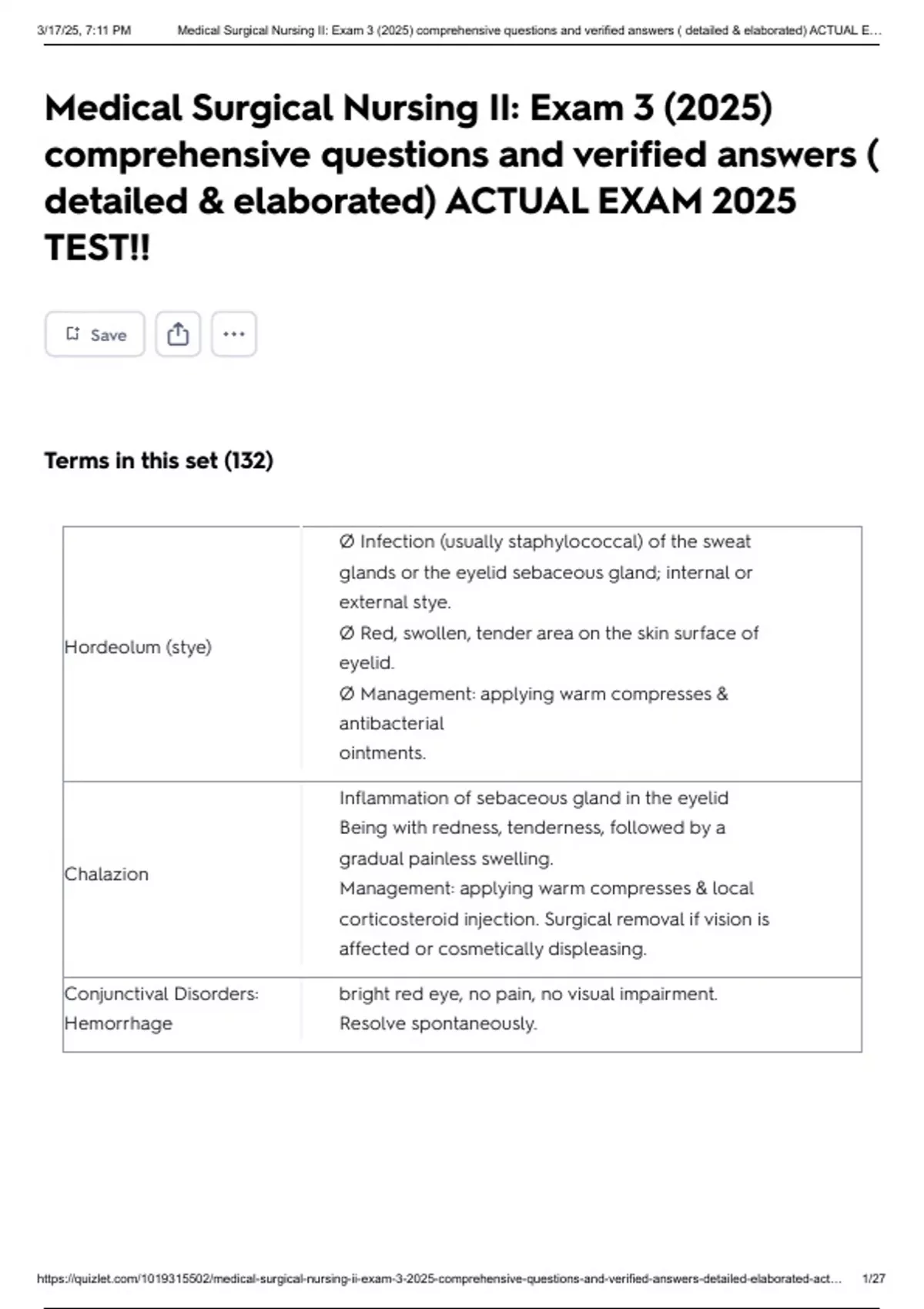 Medical Surgical Nursing II: Exam 3 (2025) comprehensive questions and ...