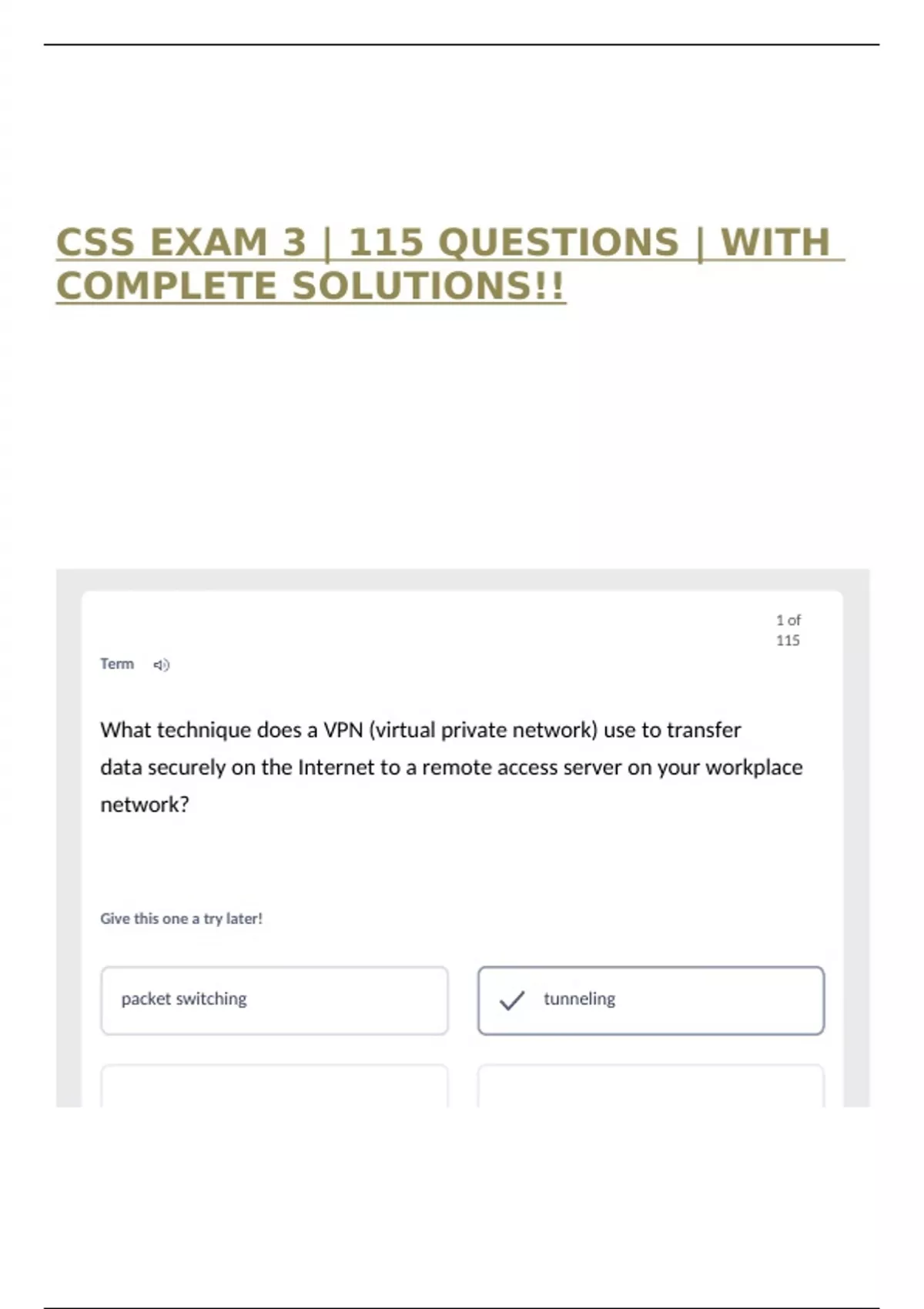 CSS EXAM 3 | 115 QUESTIONS | WITH COMPLETE SOLUTIONS!! - CSS - Stuvia US