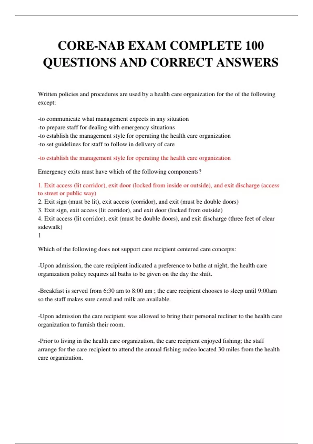 Core Nab Exam Complete 100 Questions And Correct Answers Nab Stuvia Us