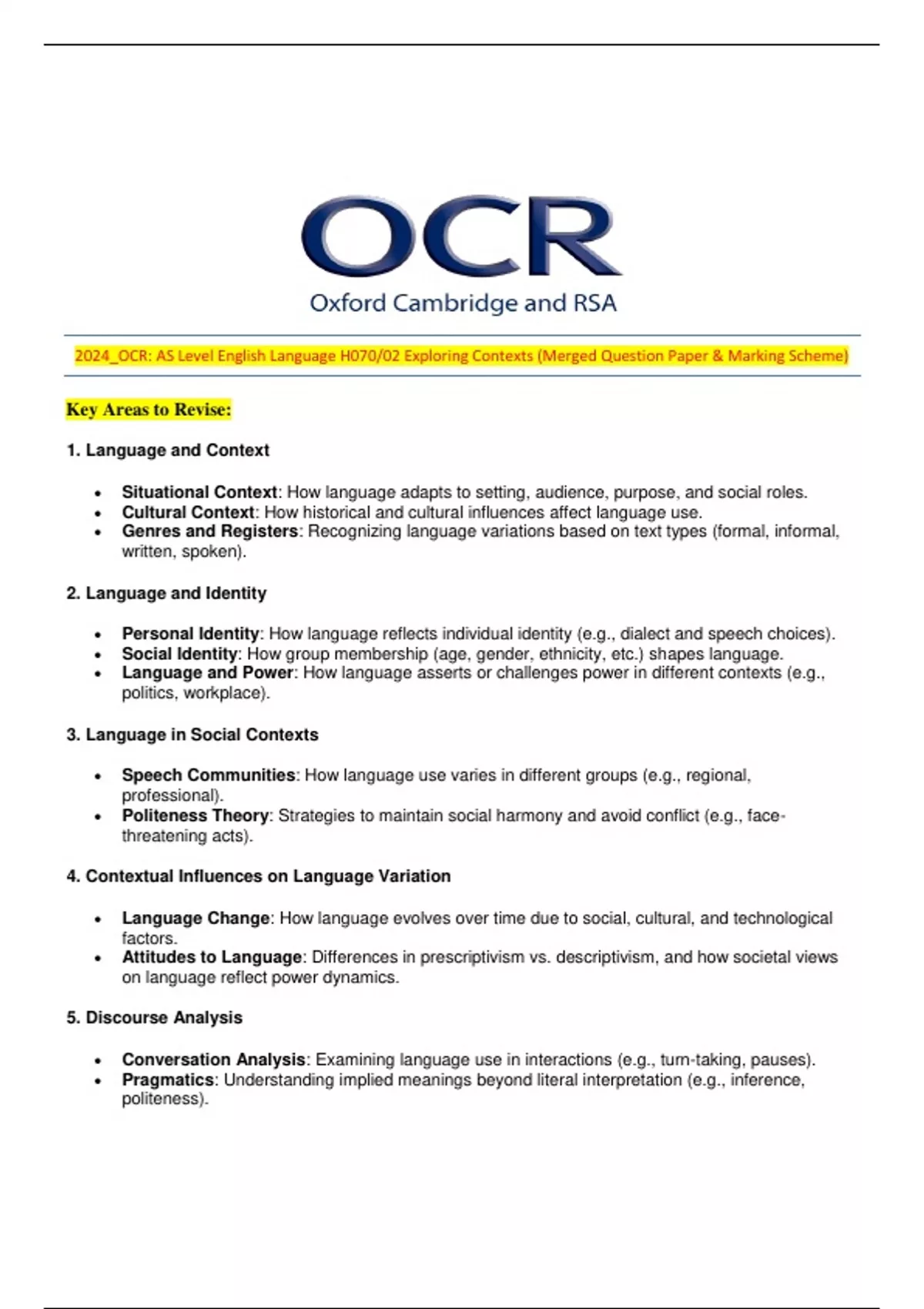 2024_OCR: AS Level English Language H070/02 Exploring Contexts (Merged ...