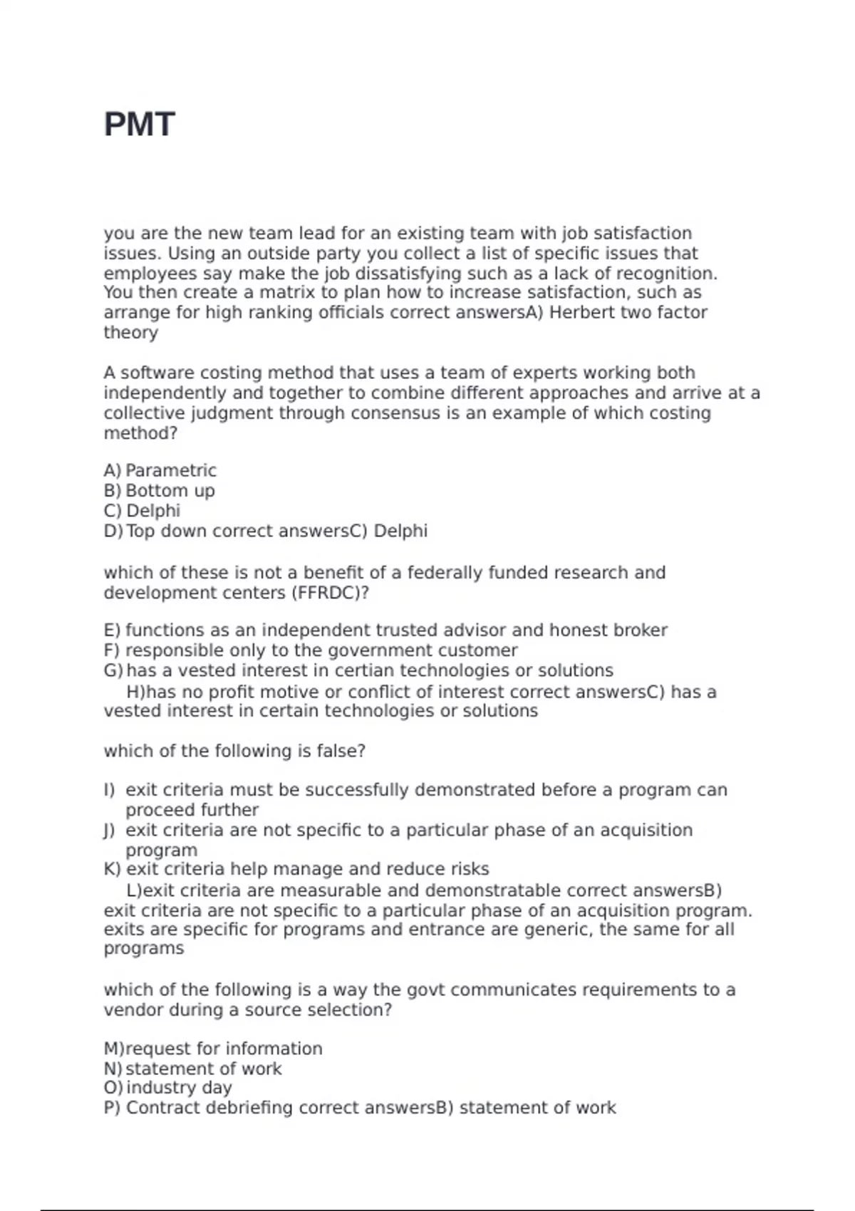 PMT EXAM WITH 100% CORRECT ANSWERS 2025 - PMT - Stuvia US