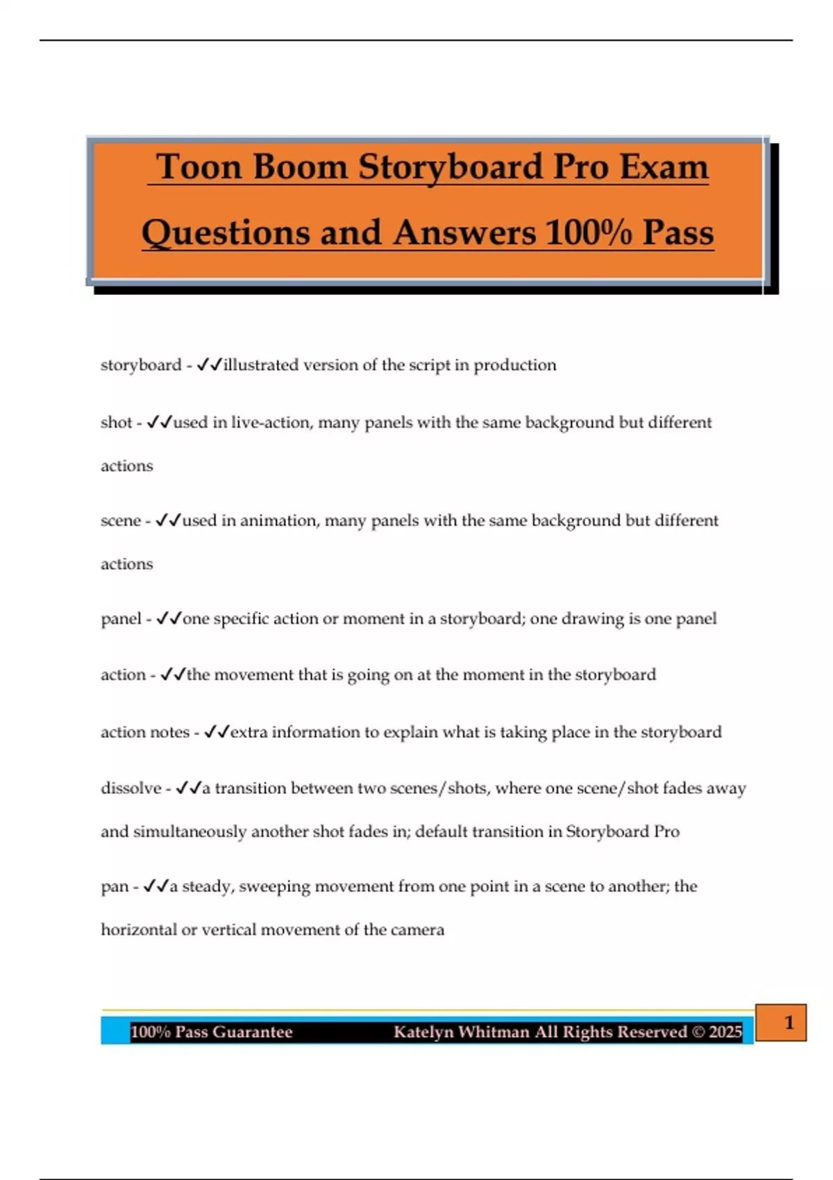 Toon Boom Storyboard Pro Exam Questions and Answers 100% Pass ...