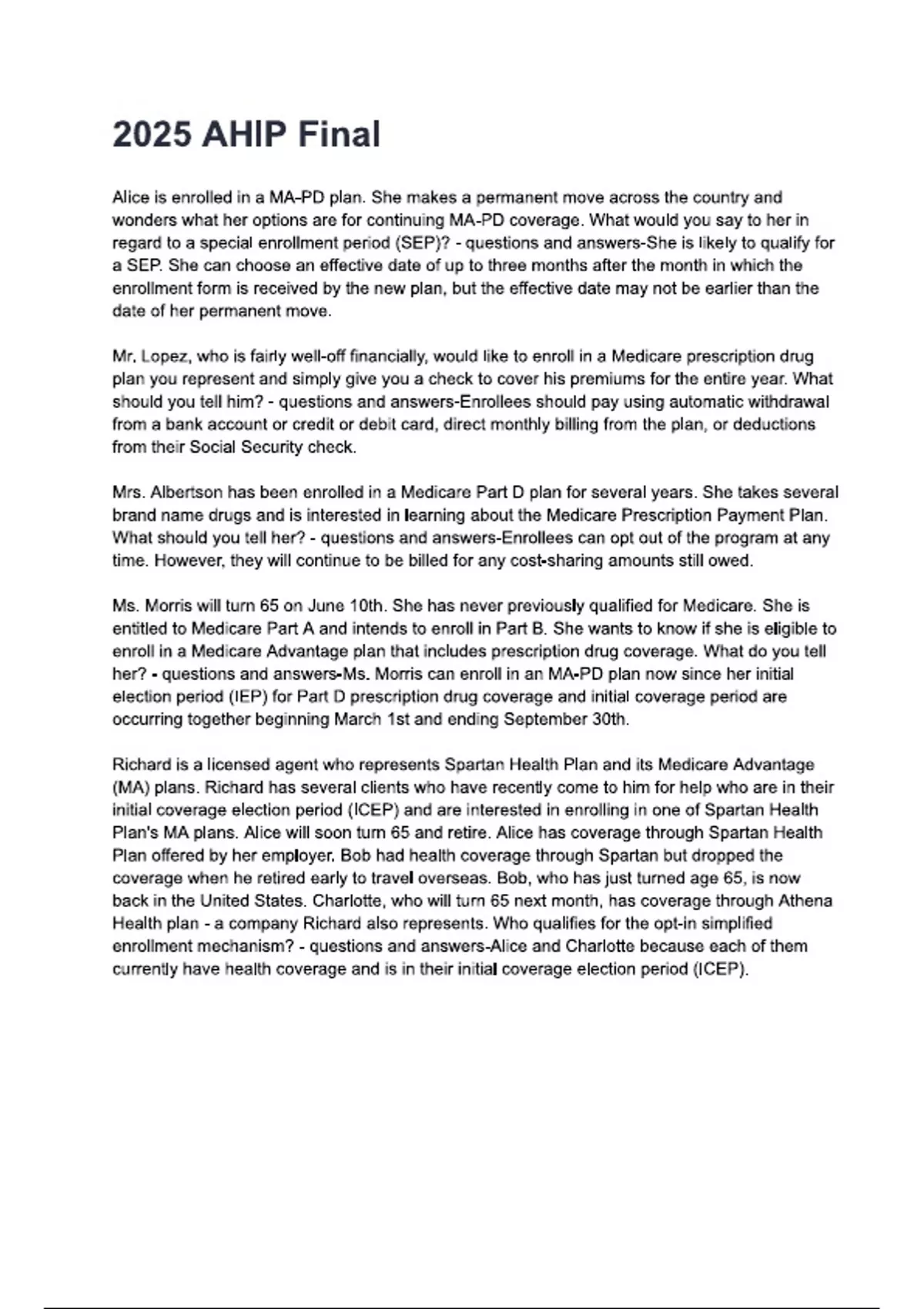 2025 AHIP Final Questions and answers - Ahip - Stuvia US