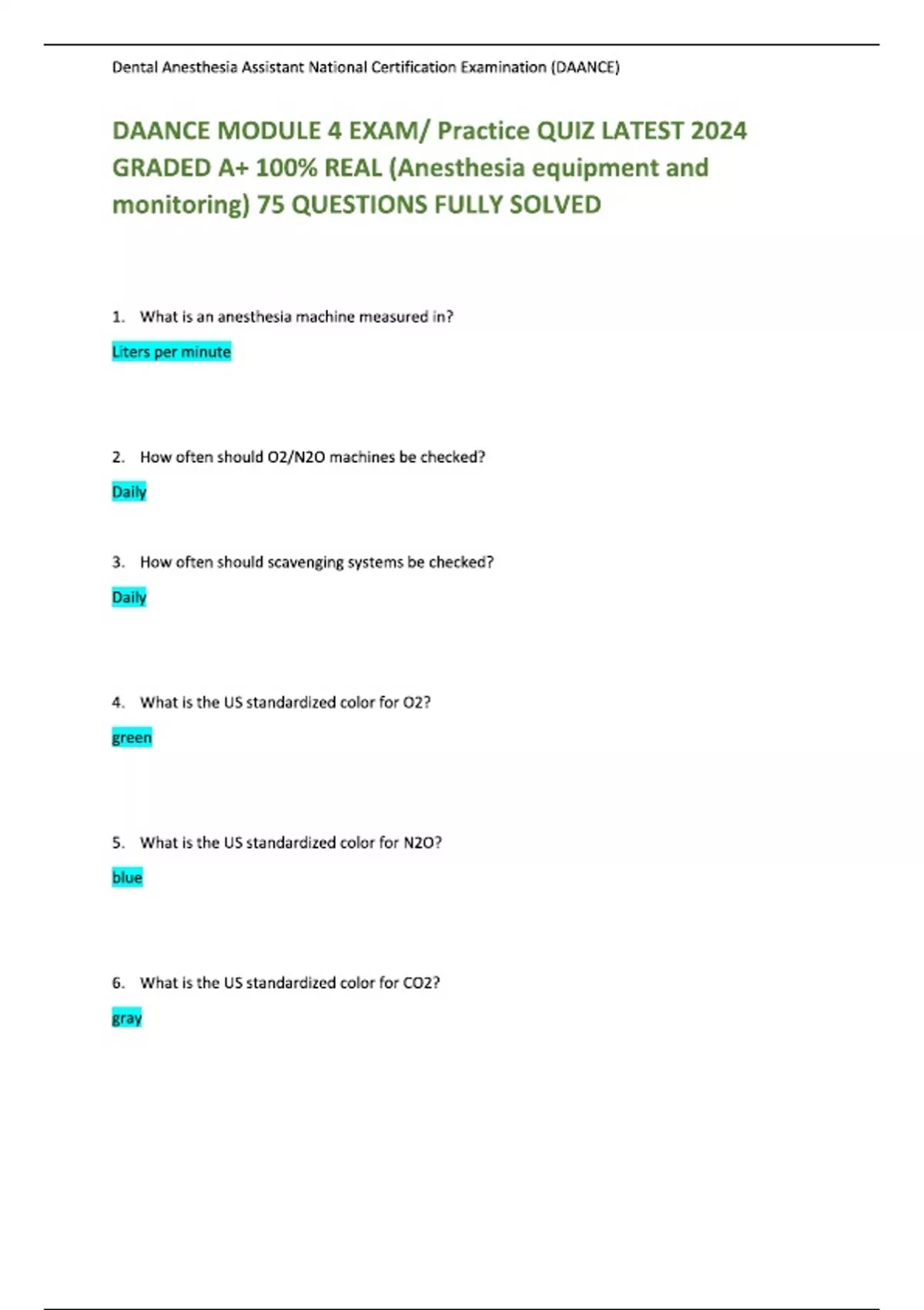 DAANCE MODULE 4 EXAM Practice QUIZ LATEST 2024 / 2025 GRADED A+, REAL ...