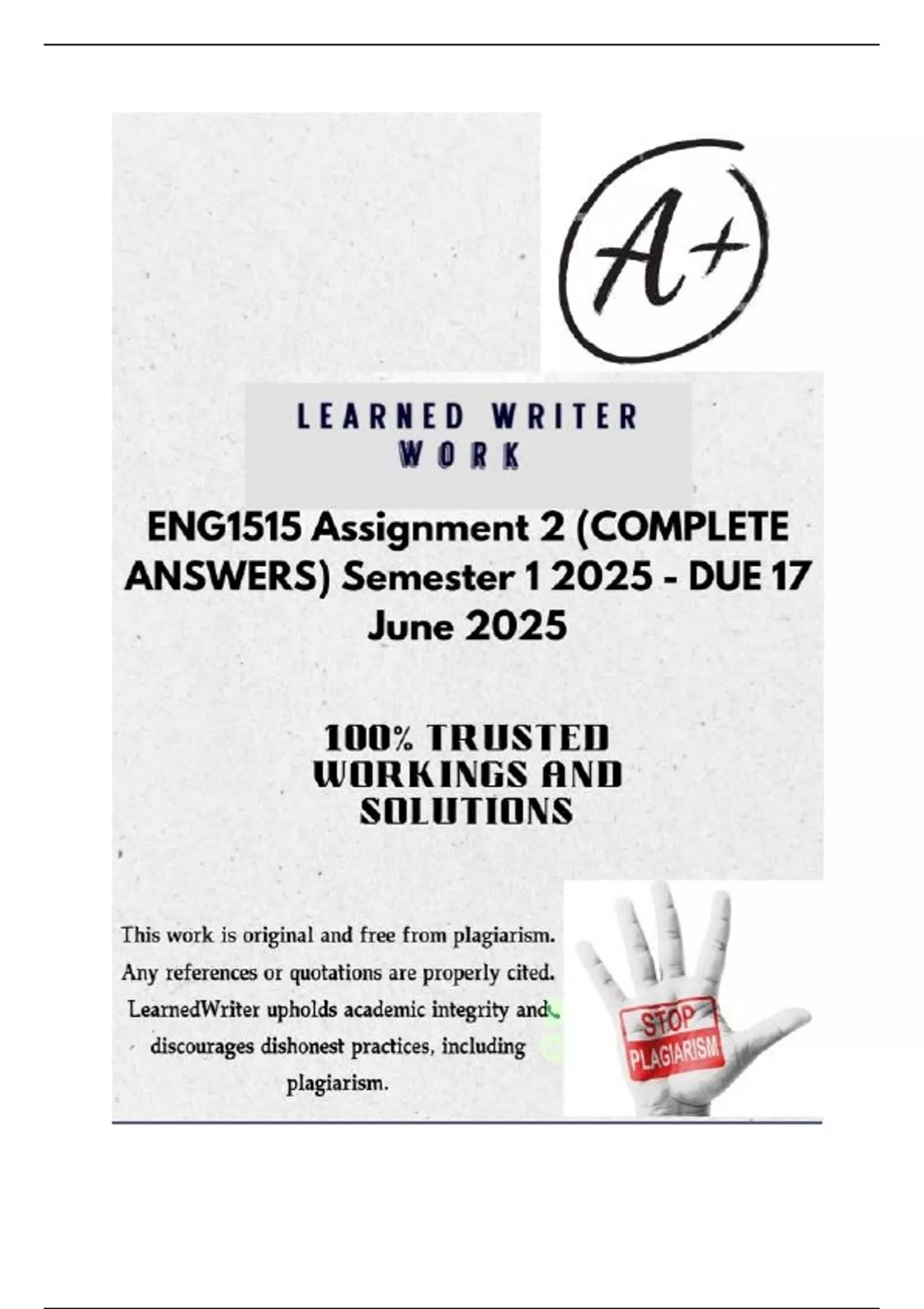 ENG1515 Assignment 2 (COMPLETE ANSWERS) Semester 1 2025 - DUE 17 June ...