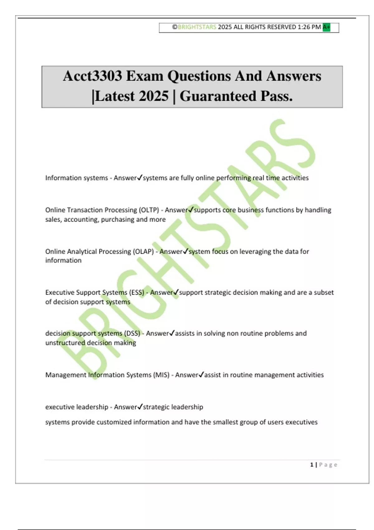Acct3303 Exam Questions And Answers |Latest 2025 | Guaranteed Pass ...