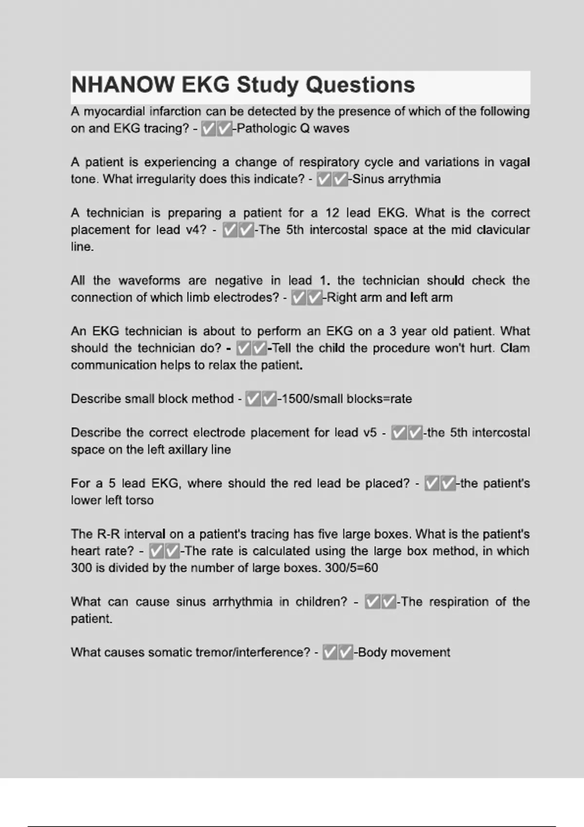 NHA NOW EKG Study (LATEST 2025 / 2026 UPDATE) ACTUAL EXAM, ALL ...