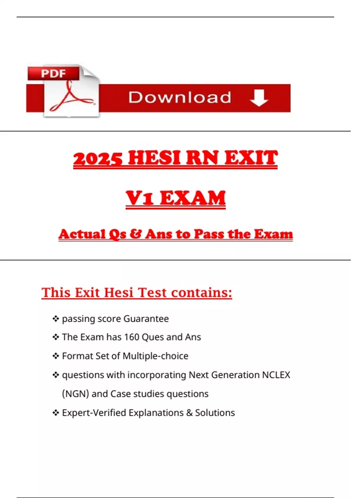 2025 HESI Rn Exit Exam V1 and 2025 HESI Rn Exit Exam V1 Retake Most Comprehensive Qs & Ans ...