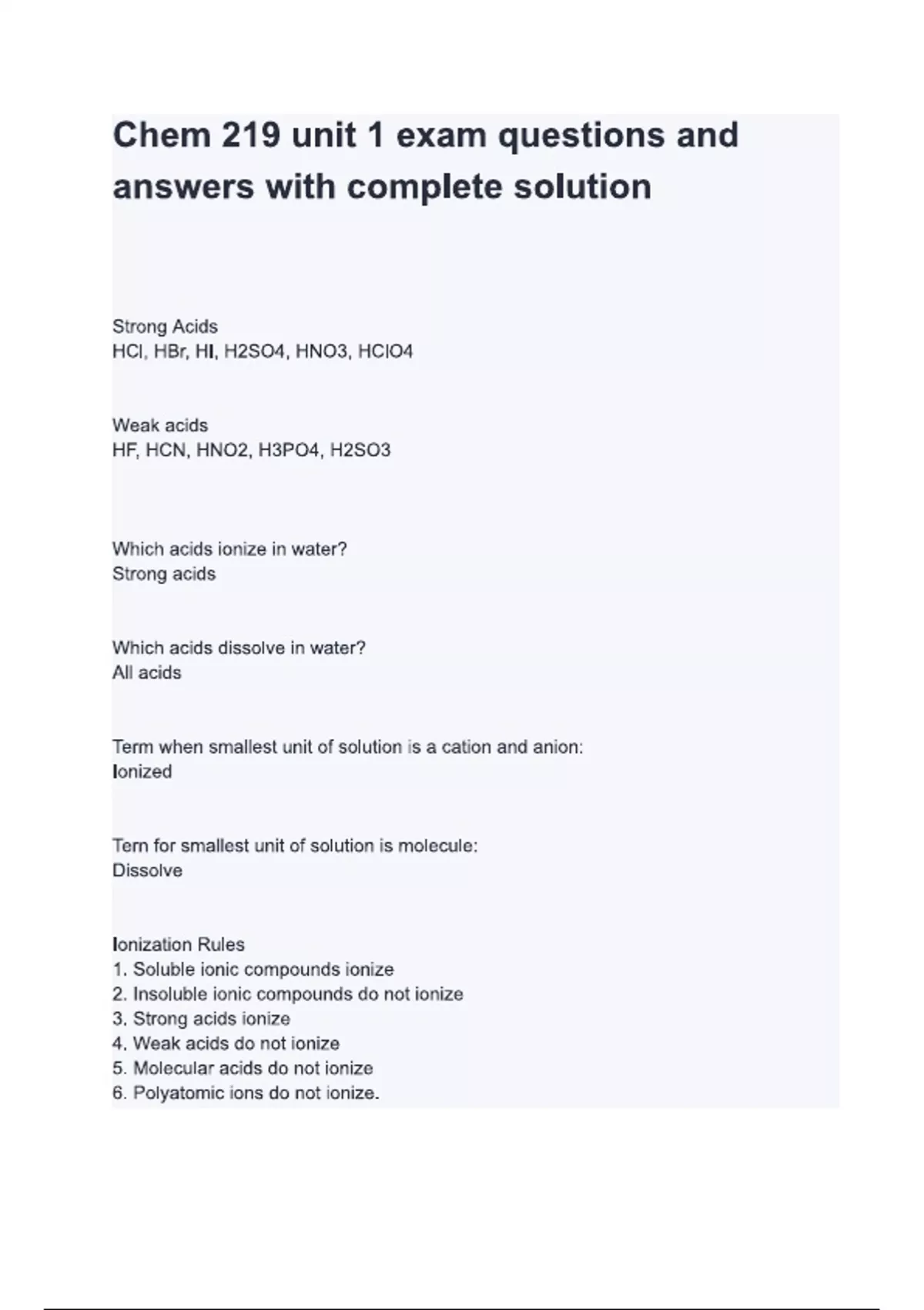 Chem 219 unit 1 exam QUESTIONS WITH 100% VERIFIED ANSWERS (STEP BY STEP ...