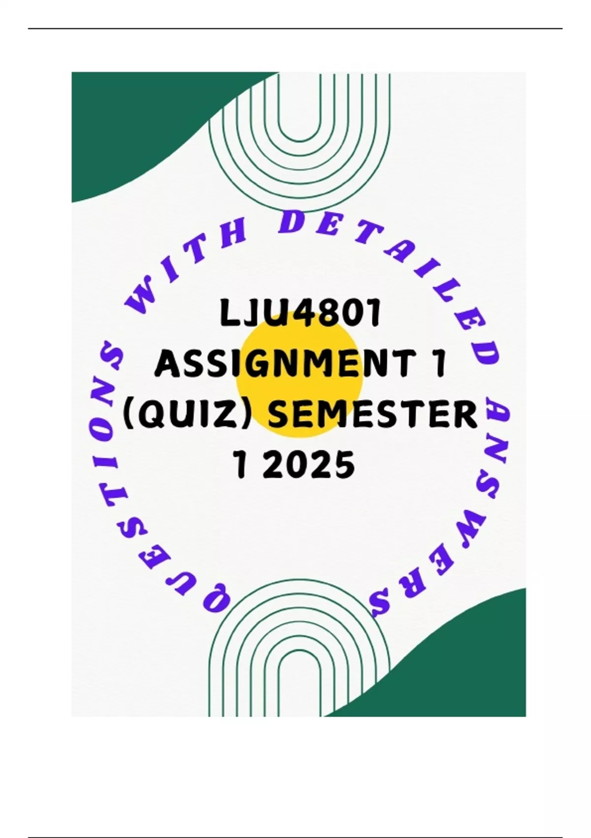 LJU4801 ASSIGNMENT 1 (QUIZ) SEMESTER 1 2025 - LJU4801 (LJU4801) - Stuvia SA